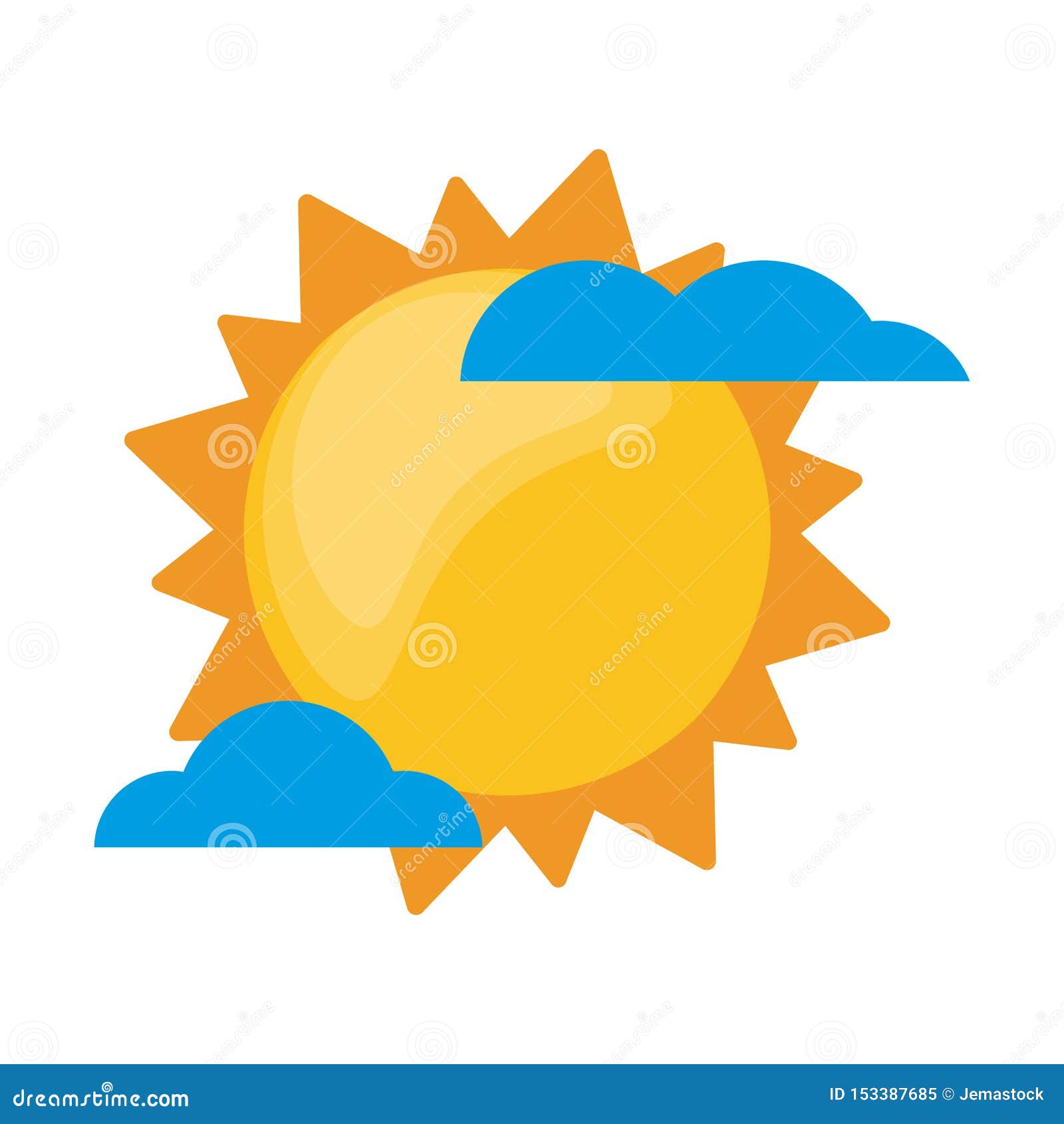Sun and Clouds Weather Cartoon Stock Vector - Illustration of element ...