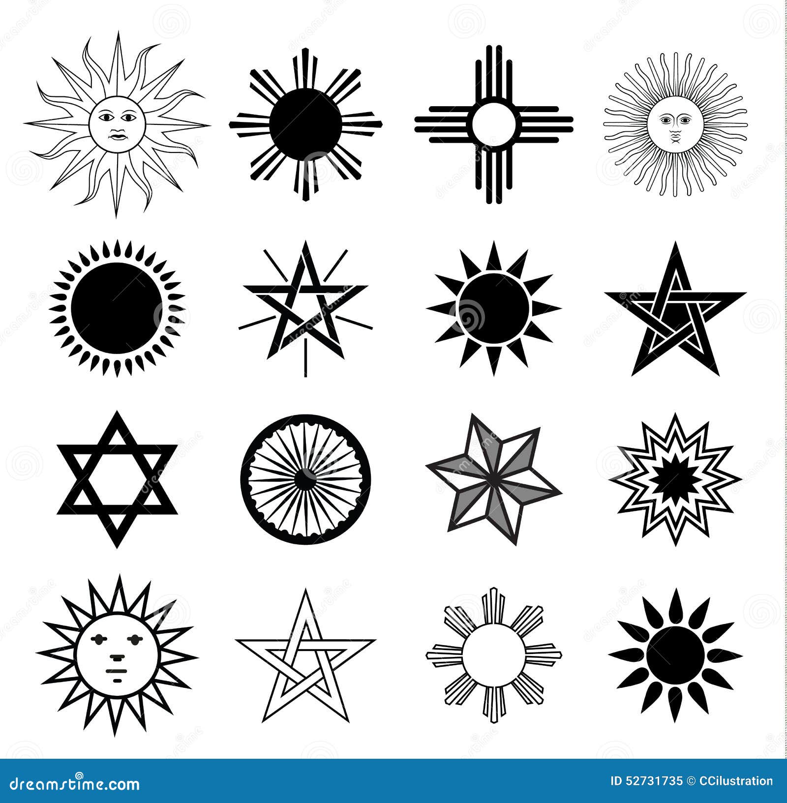 Sun Coat of Arms Elements Set, Vector Illustration. Stock Vector ...