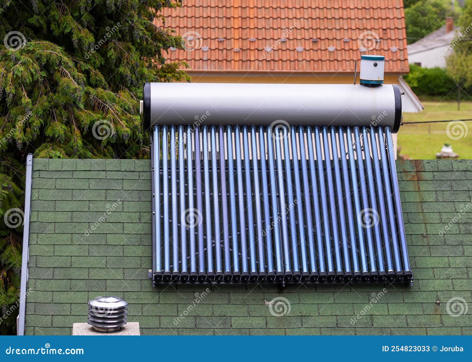 Sun Collector Panel on House Roof Stock Image - Image of ecological ...