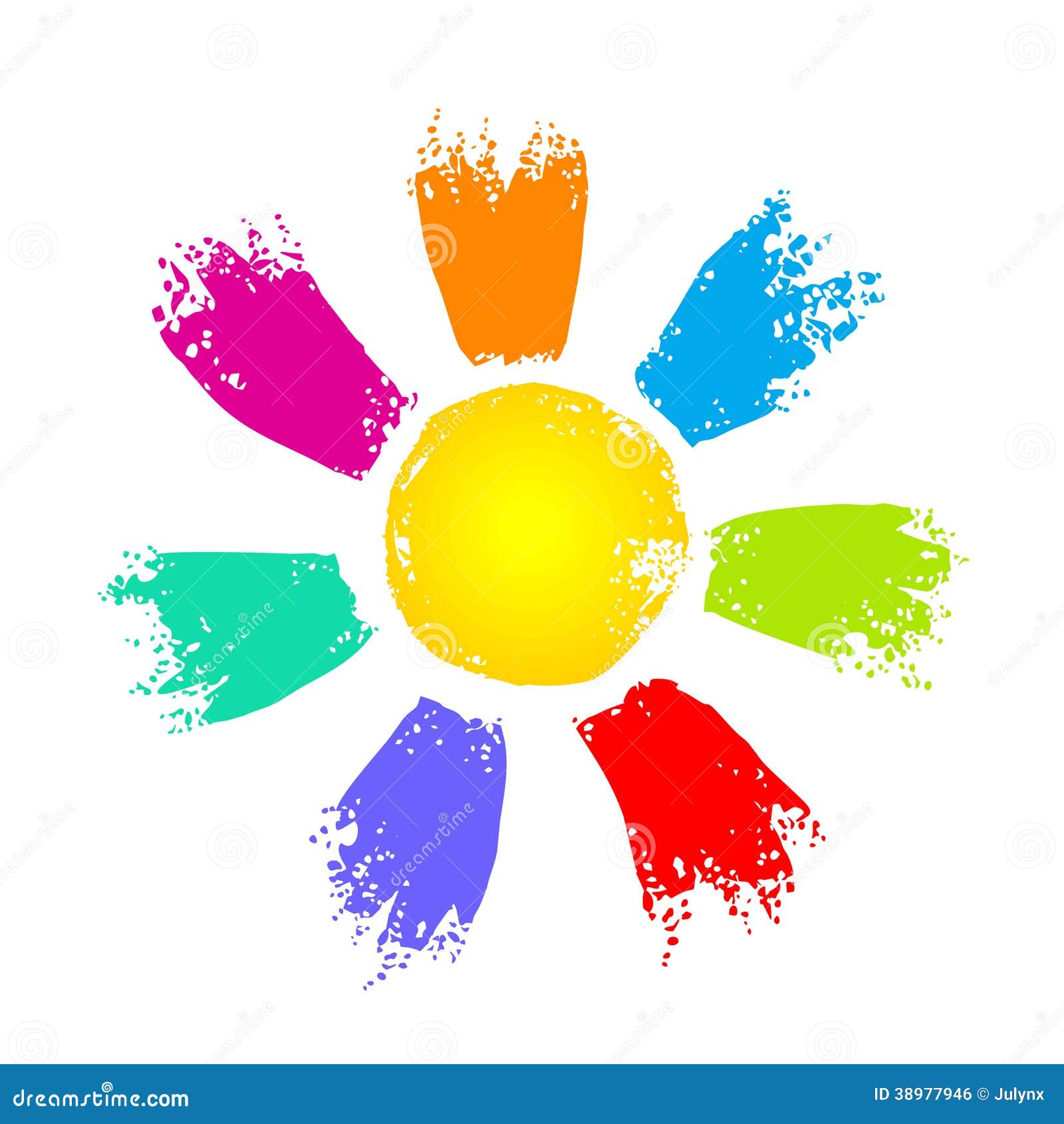 Sun with colorful rays stock vector. Illustration of cartoon - 38977946