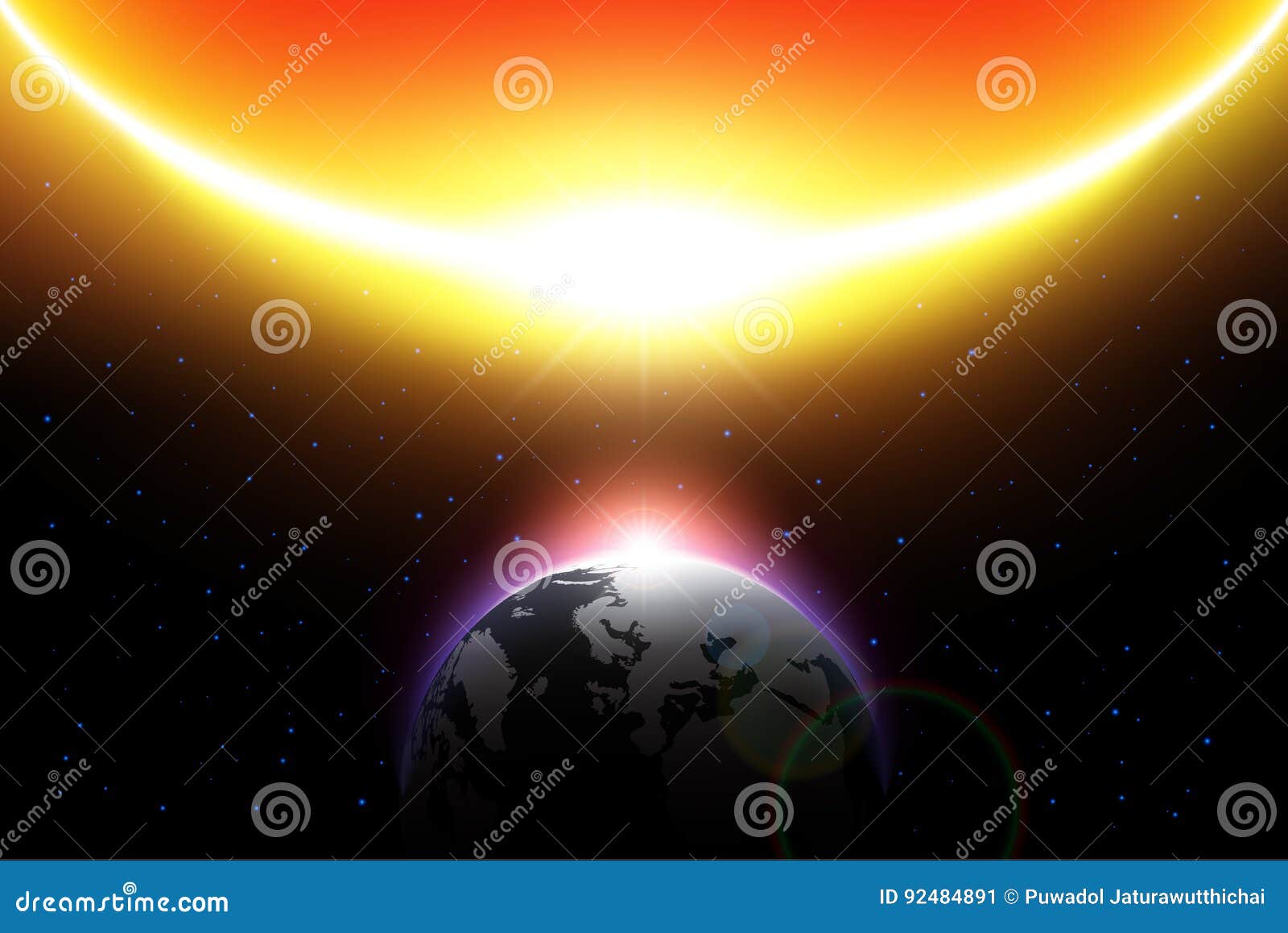Sun Come Close To Earth on Solar System . Stock Vector - Illustration ...
