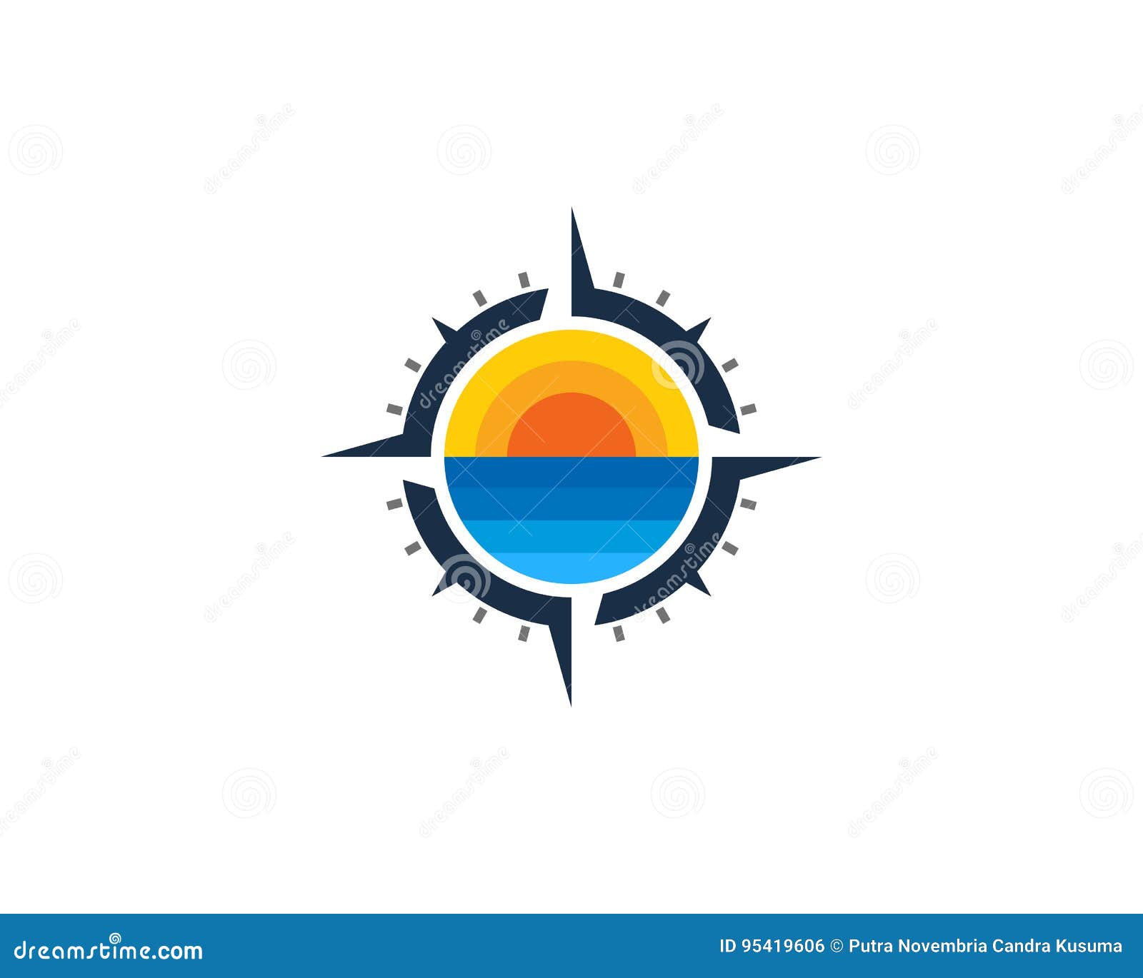 Sun Compass Icon Logo Design Element Stock Vector - Illustration of ...
