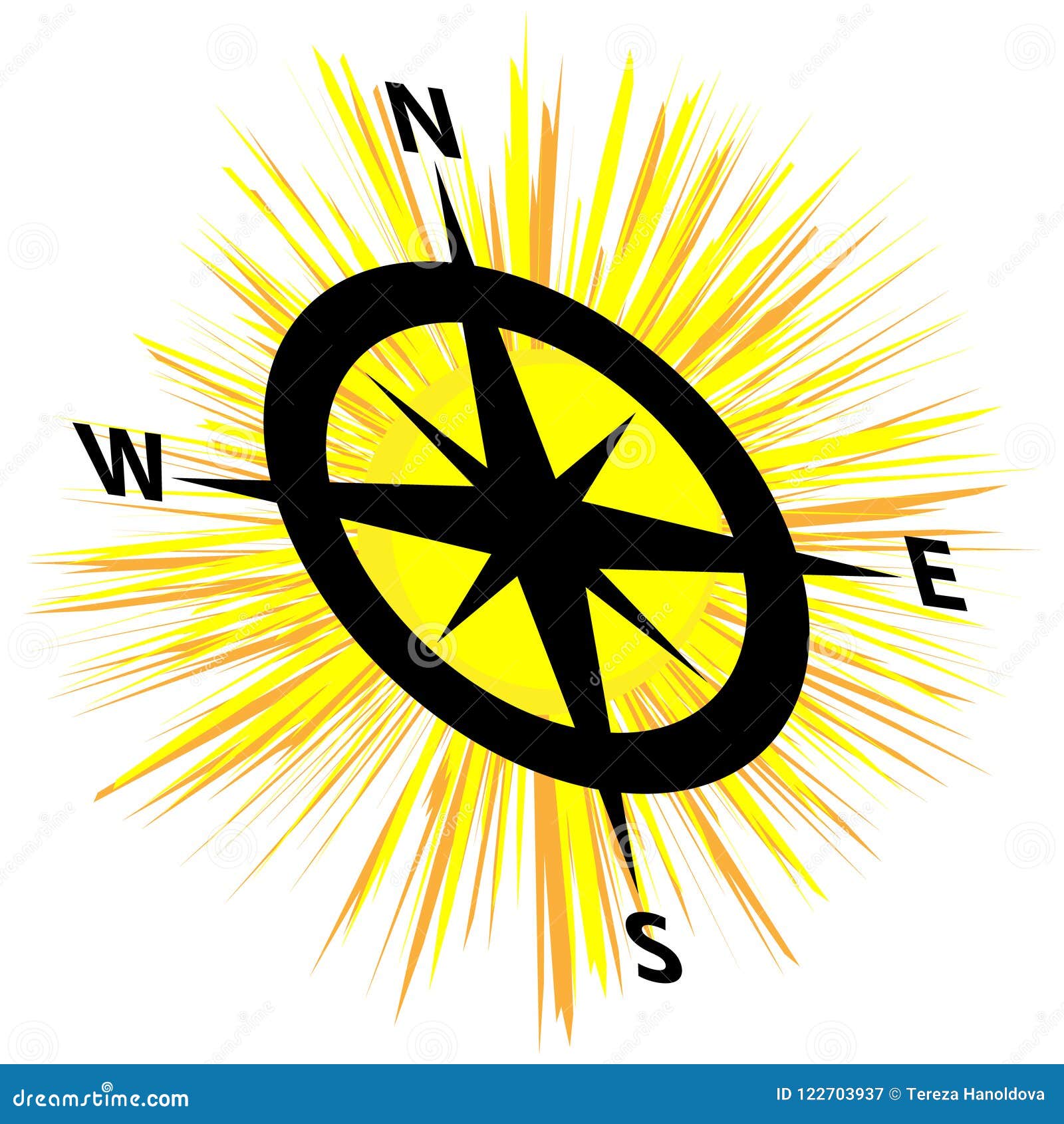 Sun with Compass Isolated on White Background Stock Vector ...