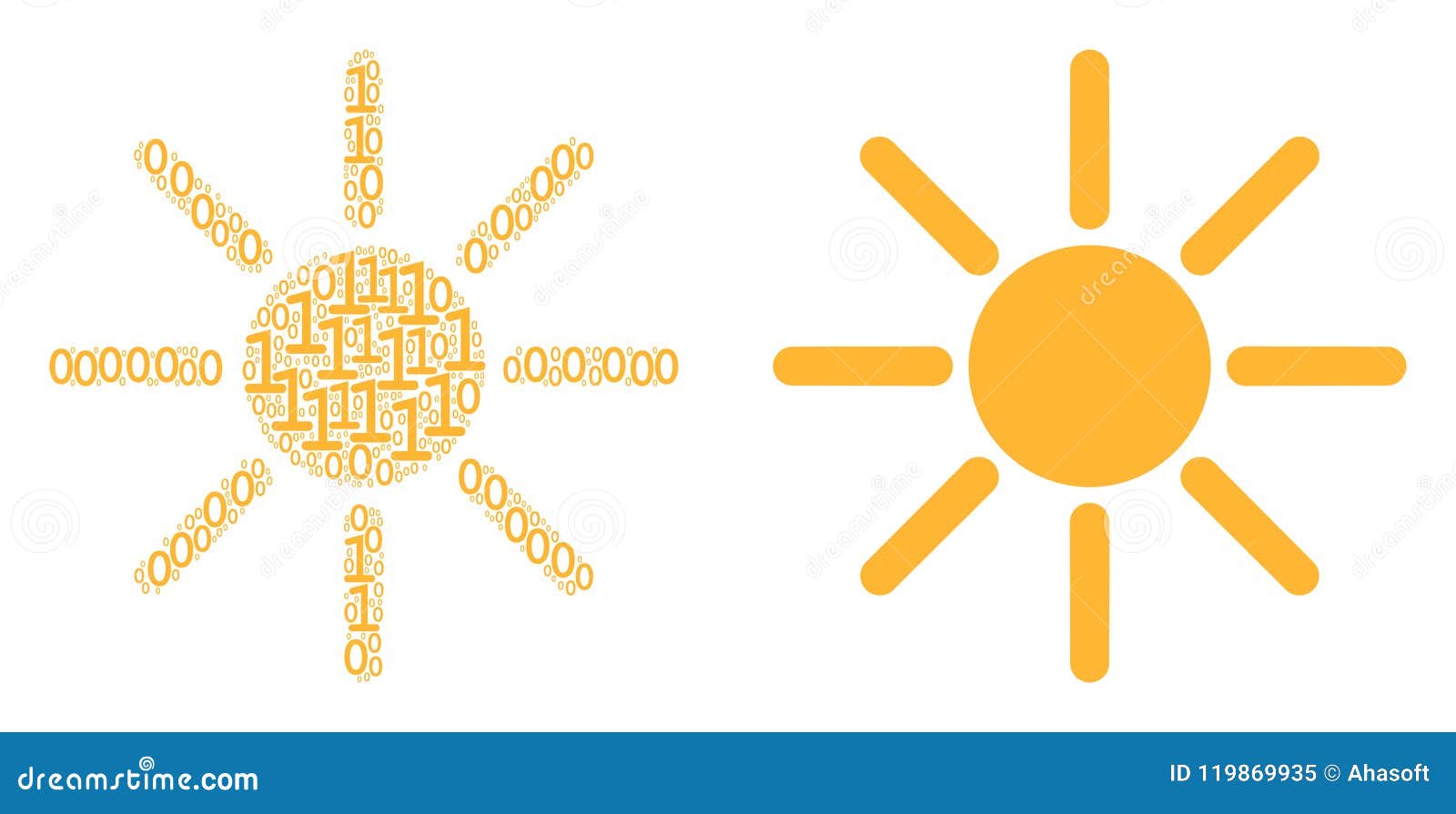 Sun Composition of Binary Digits Stock Vector - Illustration of heat ...