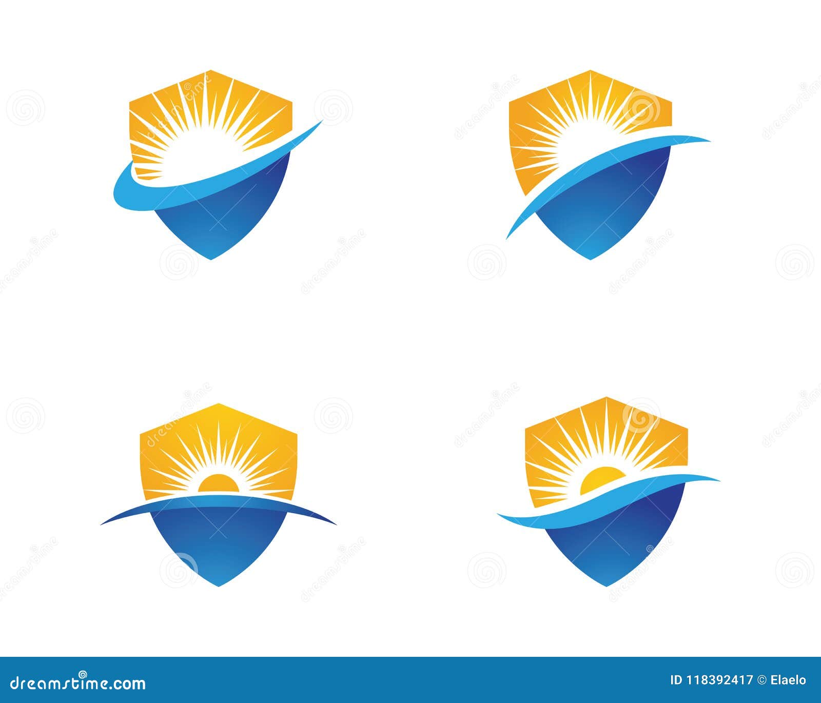 Sun Con El Icono Del Ejemplo Del Vector Del Escudo Ilustración del ...