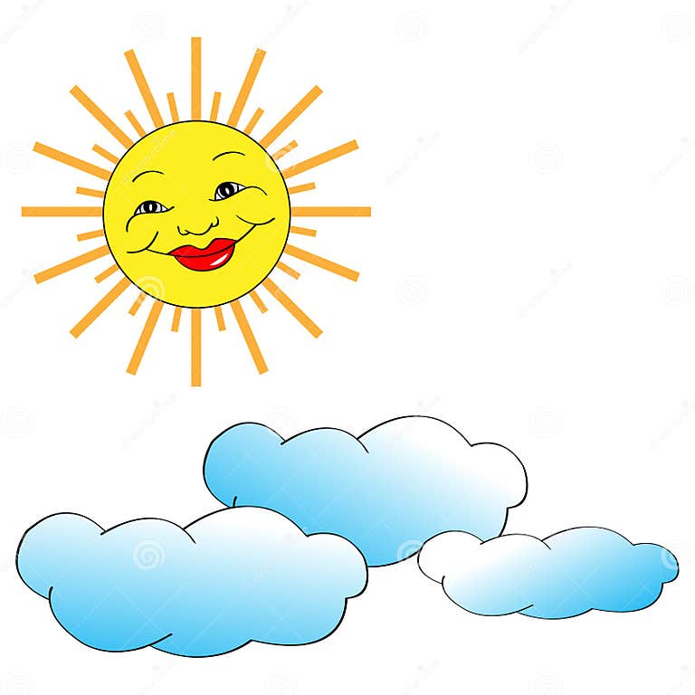 Sun con los colouds ilustración del vector. Ilustración de nubes - 2892437