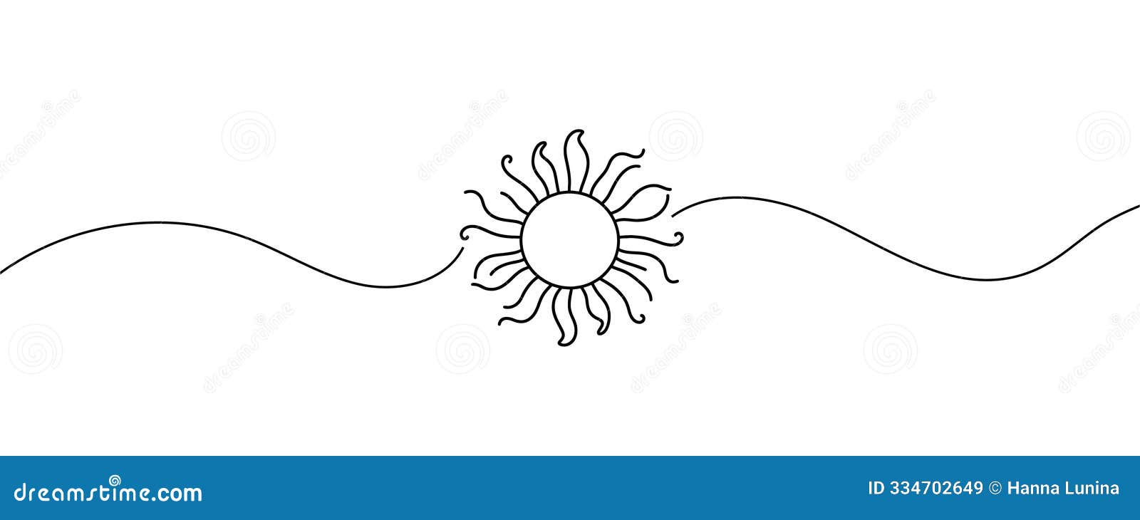 Sun Continuous One Line Drawing Art. Summer Sun Contour Line Sign ...