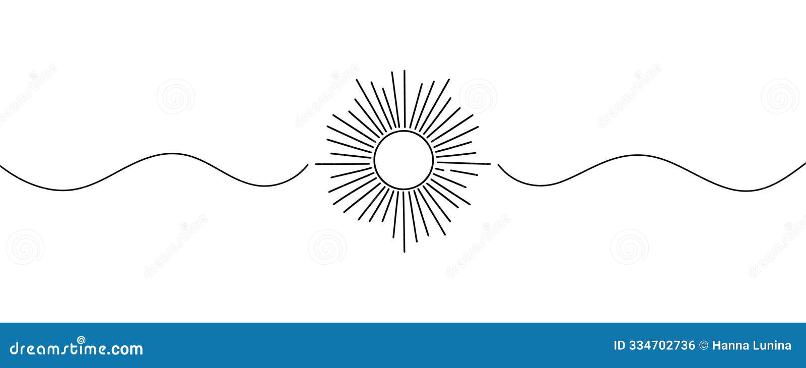 Sun Continuous One Line Drawing Art. Summer Sun Contour Line Sign ...