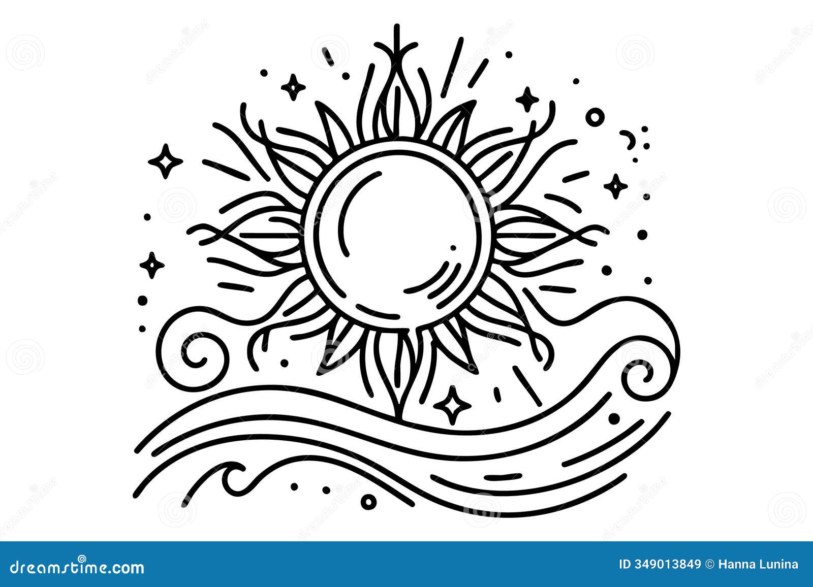 Sun Continuous One Line Drawing Art. Vector Illustration. Stock Vector ...
