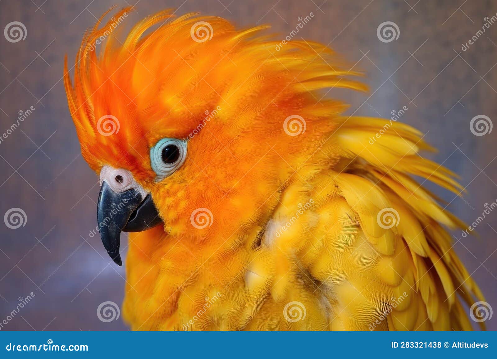 Sun Conure Preening Its Vibrant Yellow and Orange Plumage Stock Photo ...