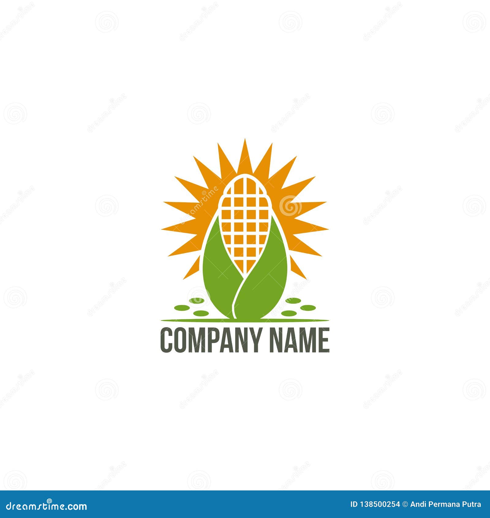 Corn Logo. Simple Corn With Grains And Leaves Stylized. Vector ...