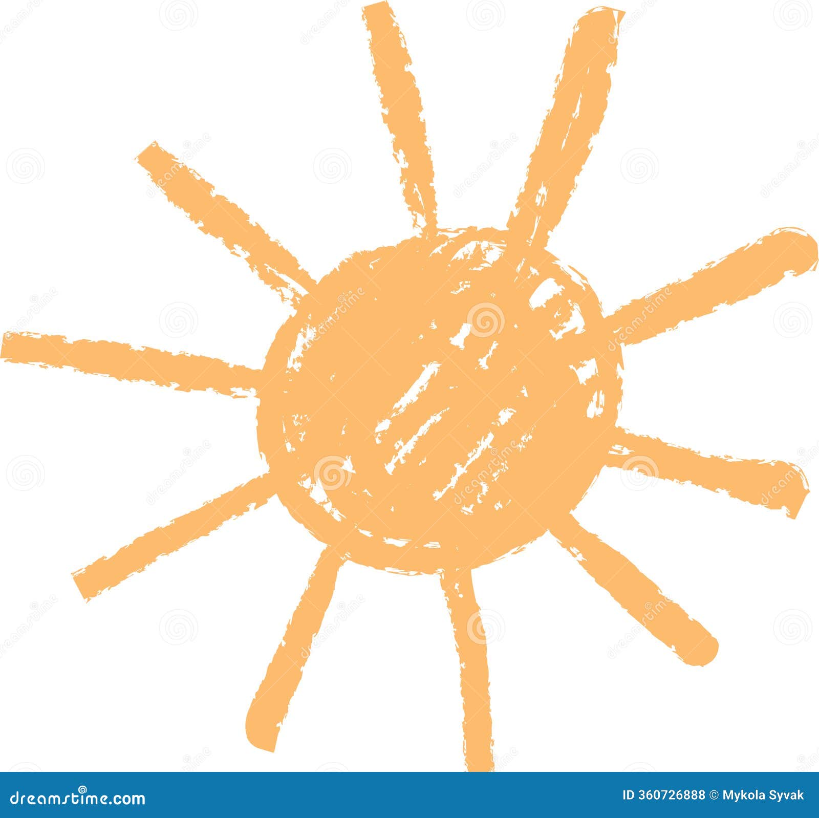 Sun Crayon Hand Drawn stock illustration. Illustration of hand - 360726888