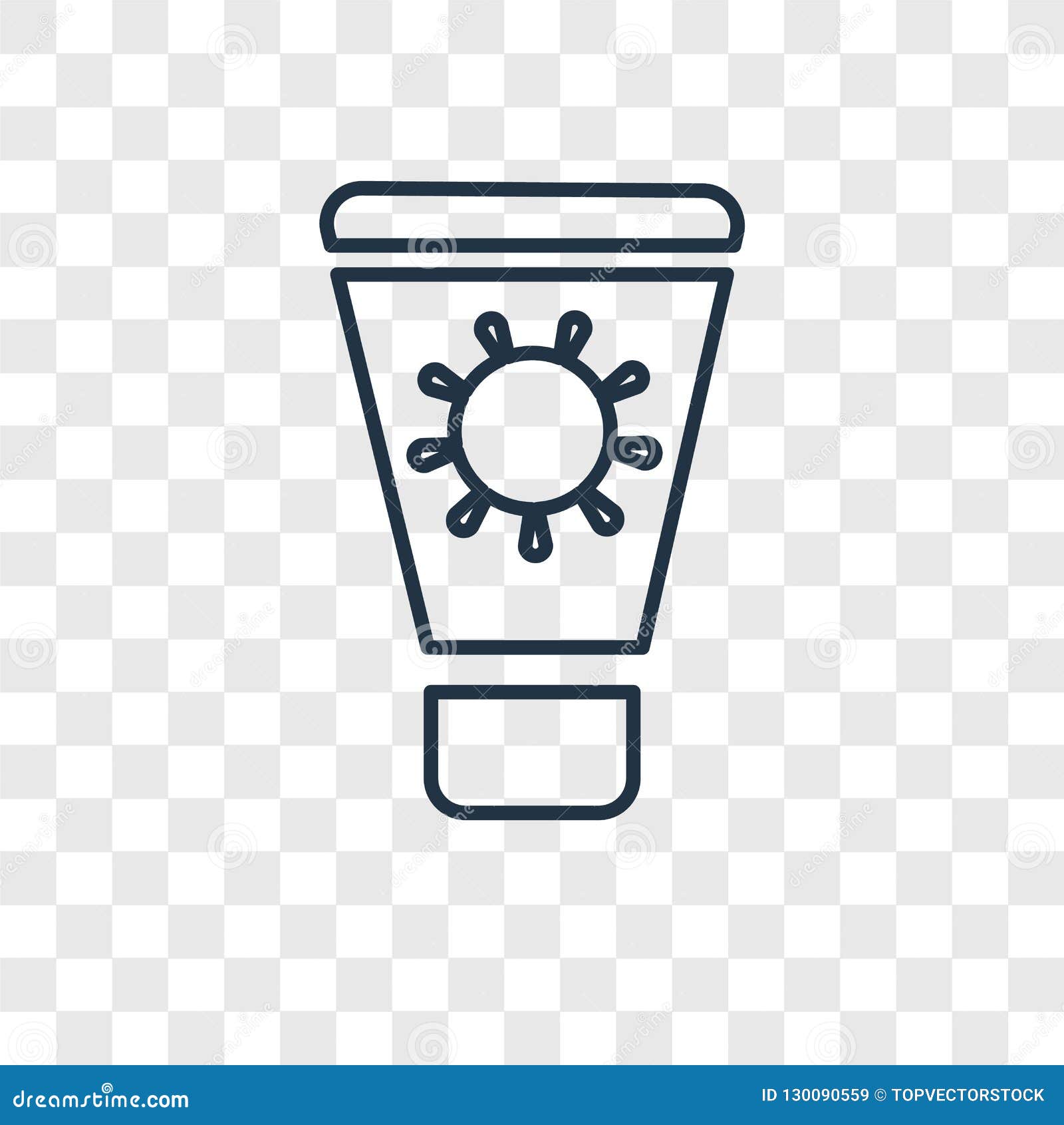 Sun Cream Concept Vector Linear Icon Isolated on Transparent Background ...