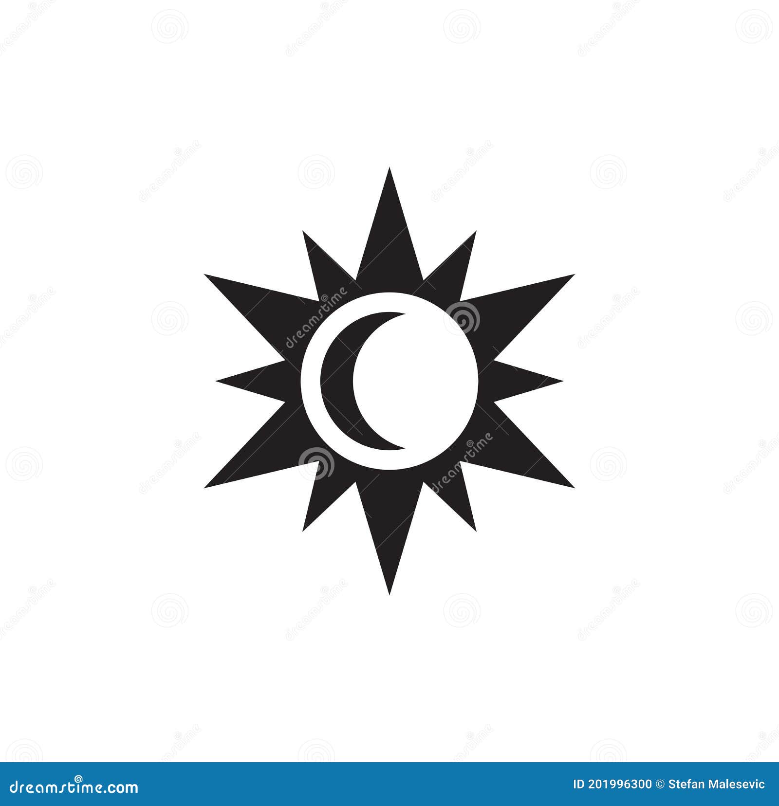 Sun and crescent moon stock vector. Illustration of crescent - 201996300
