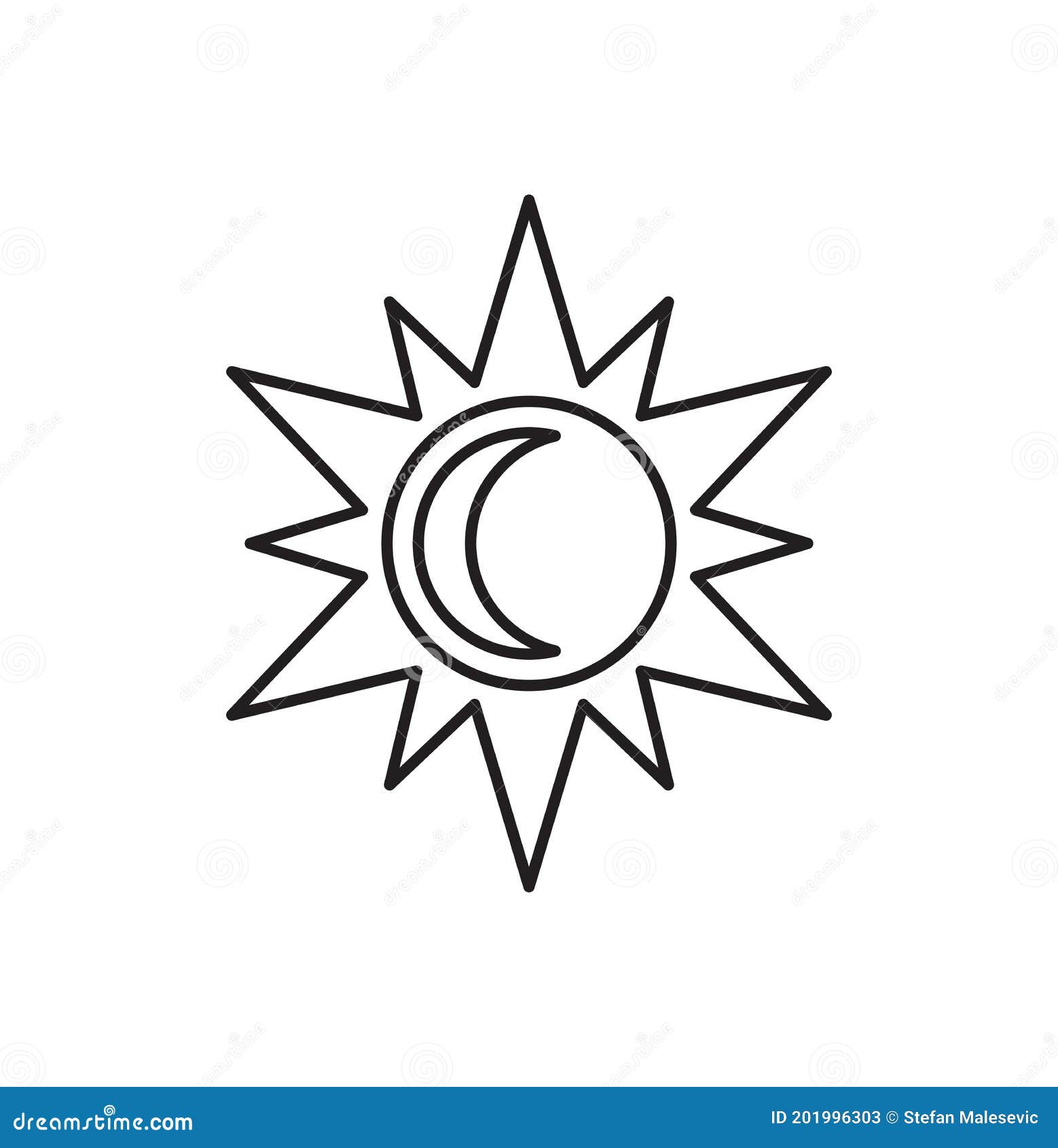 Sun and crescent moon stock vector. Illustration of sunny - 201996303