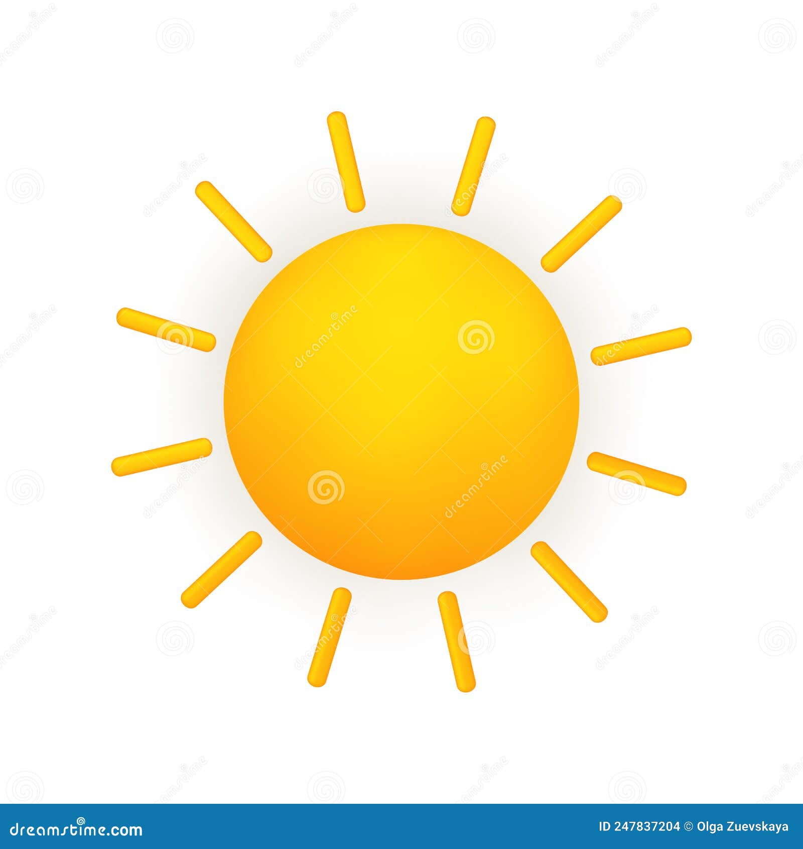 The Sun. Cute Weather Realistic Icon Stock Vector - Illustration of ...
