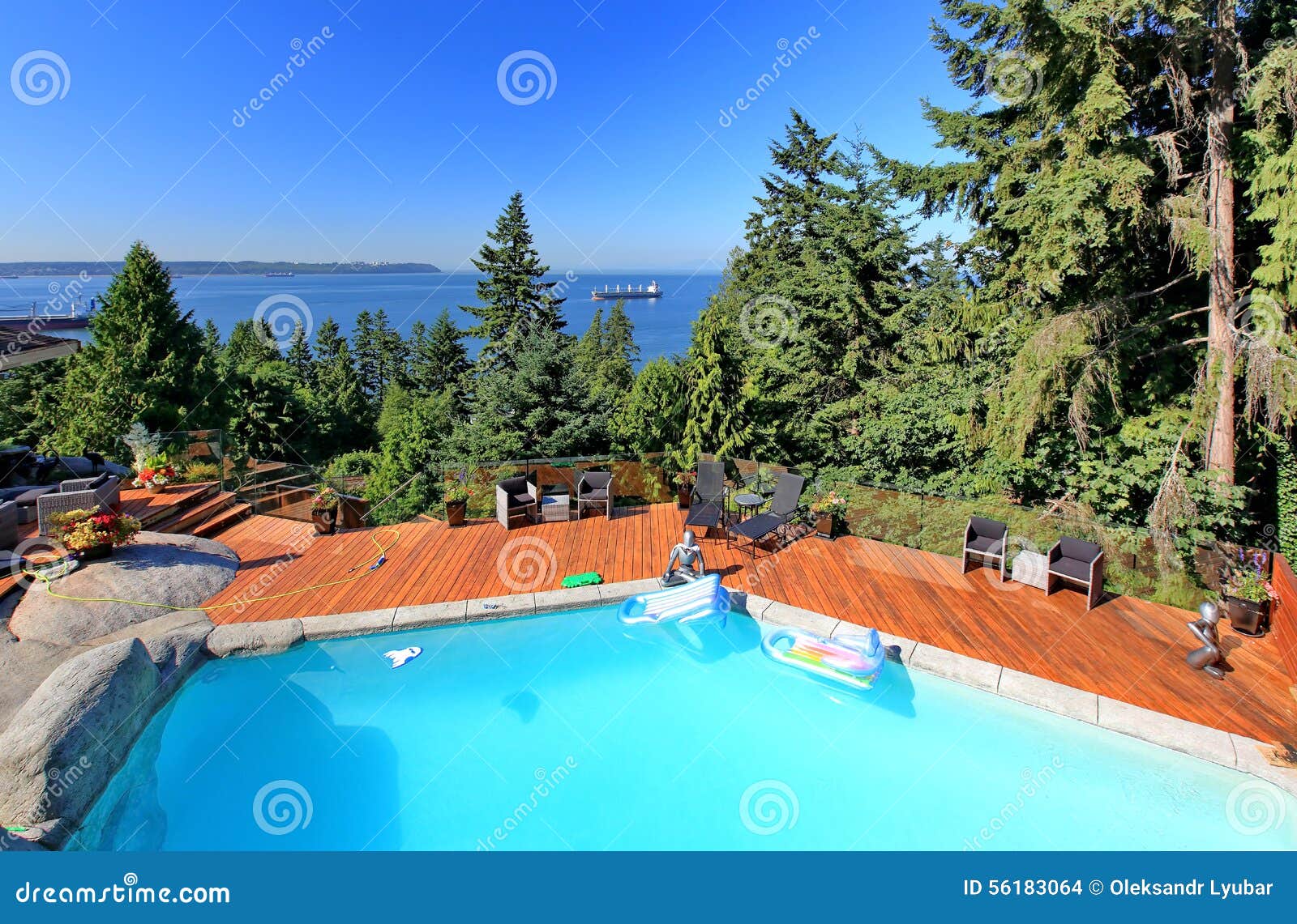 Sun Deck with a Swimming Pool Stock Photo - Image of modern, canada ...
