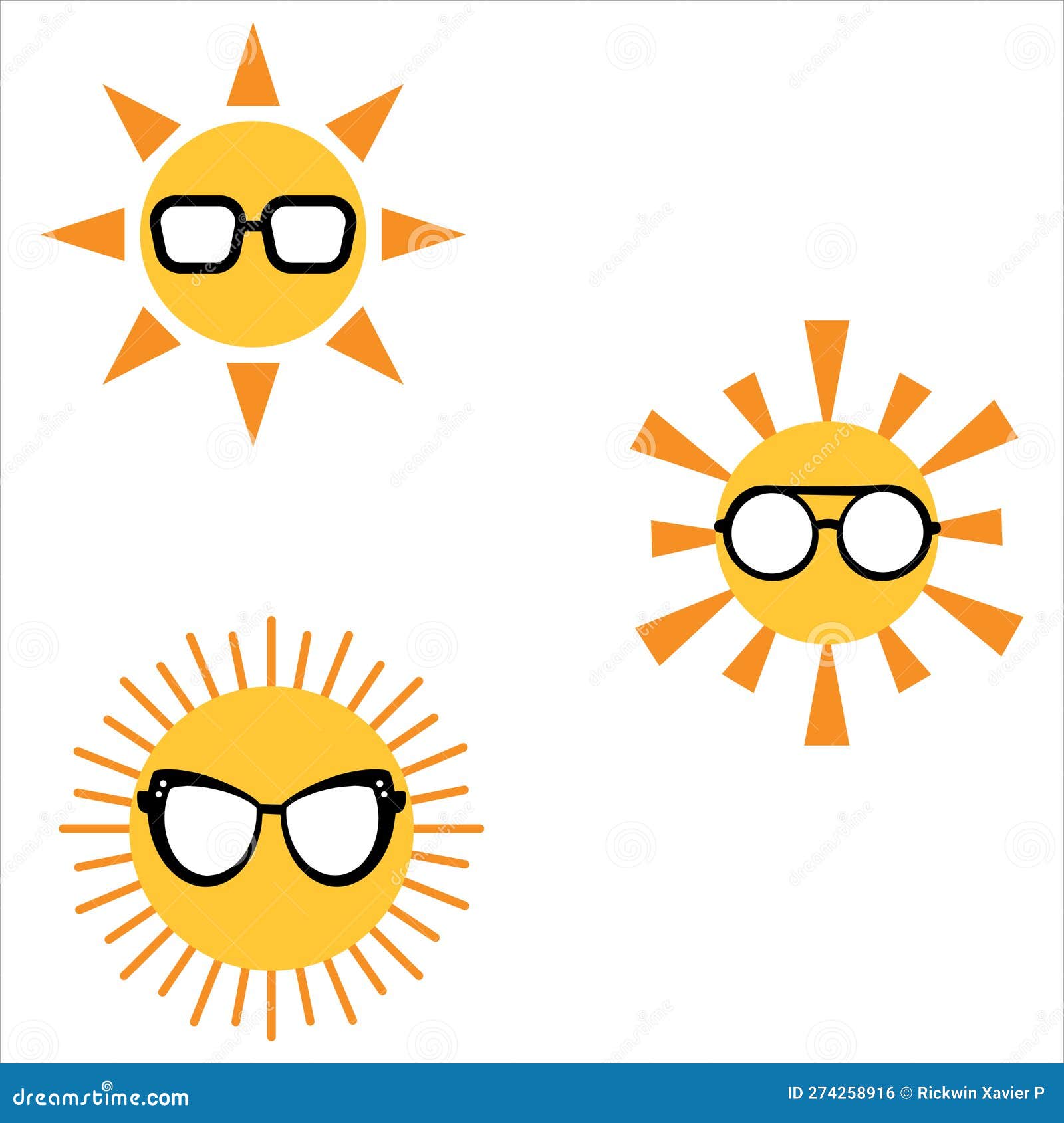 Sun Design. Collection of Sun. Sun with Cooling Glass Stock Vector ...