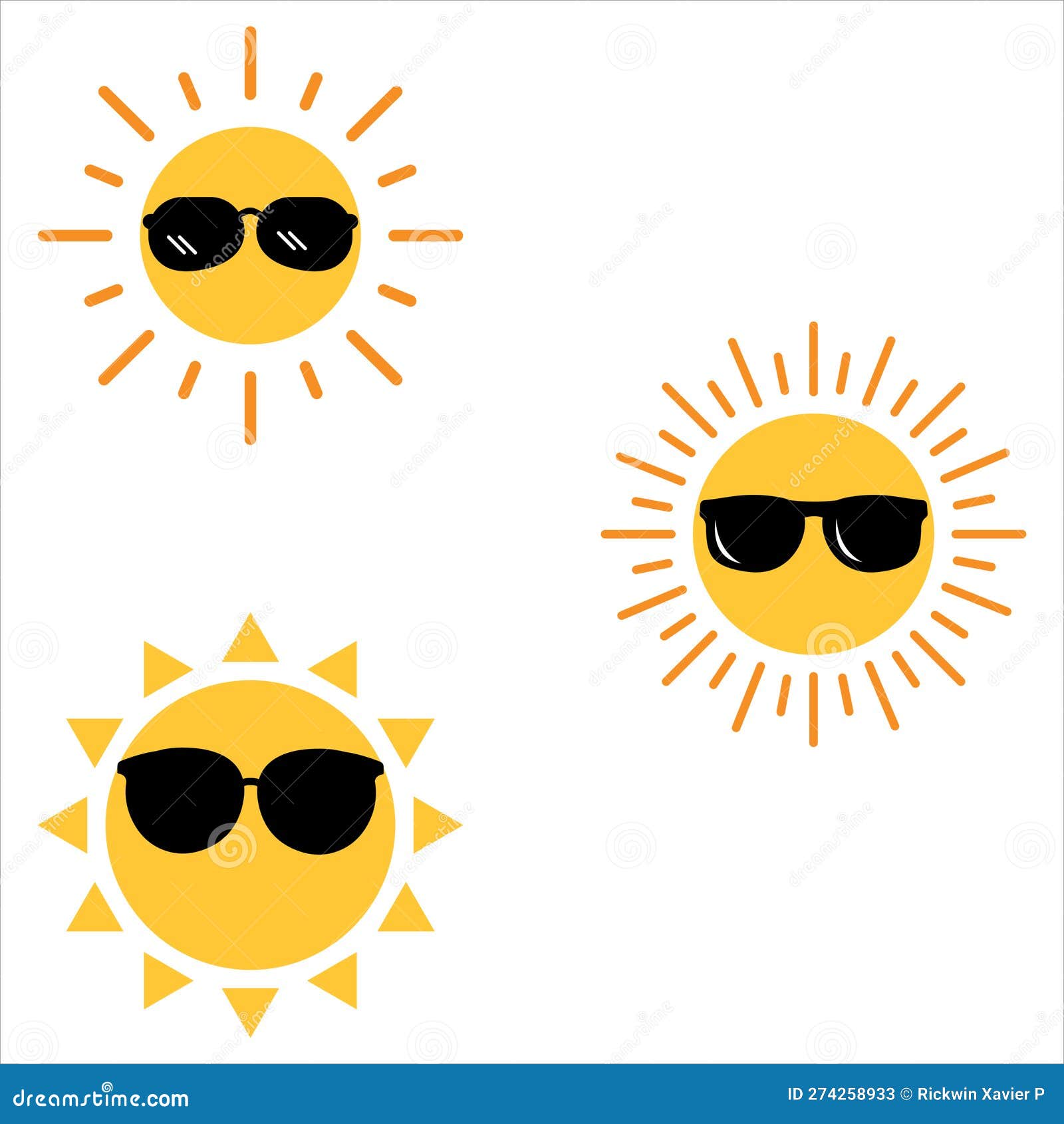Sun Design. Collection of Sun. Sun with Cooling Glass Stock Vector ...