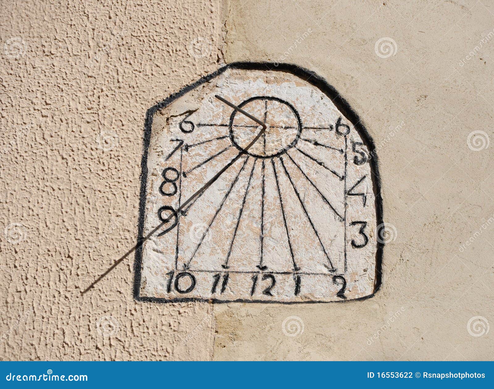 Sun Dial Clock on Cement Wall Stock Photo - Image of eight, three: 16553622