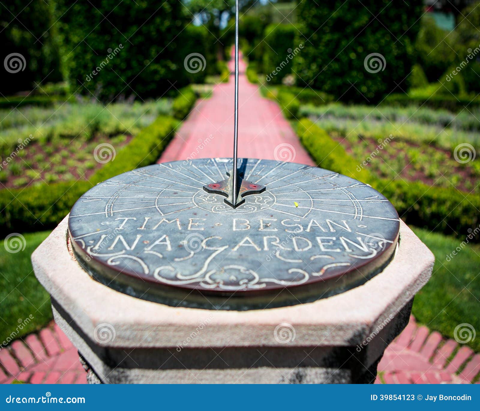 Sun Dial in a garden stock image. Image of trees, dial - 39854123