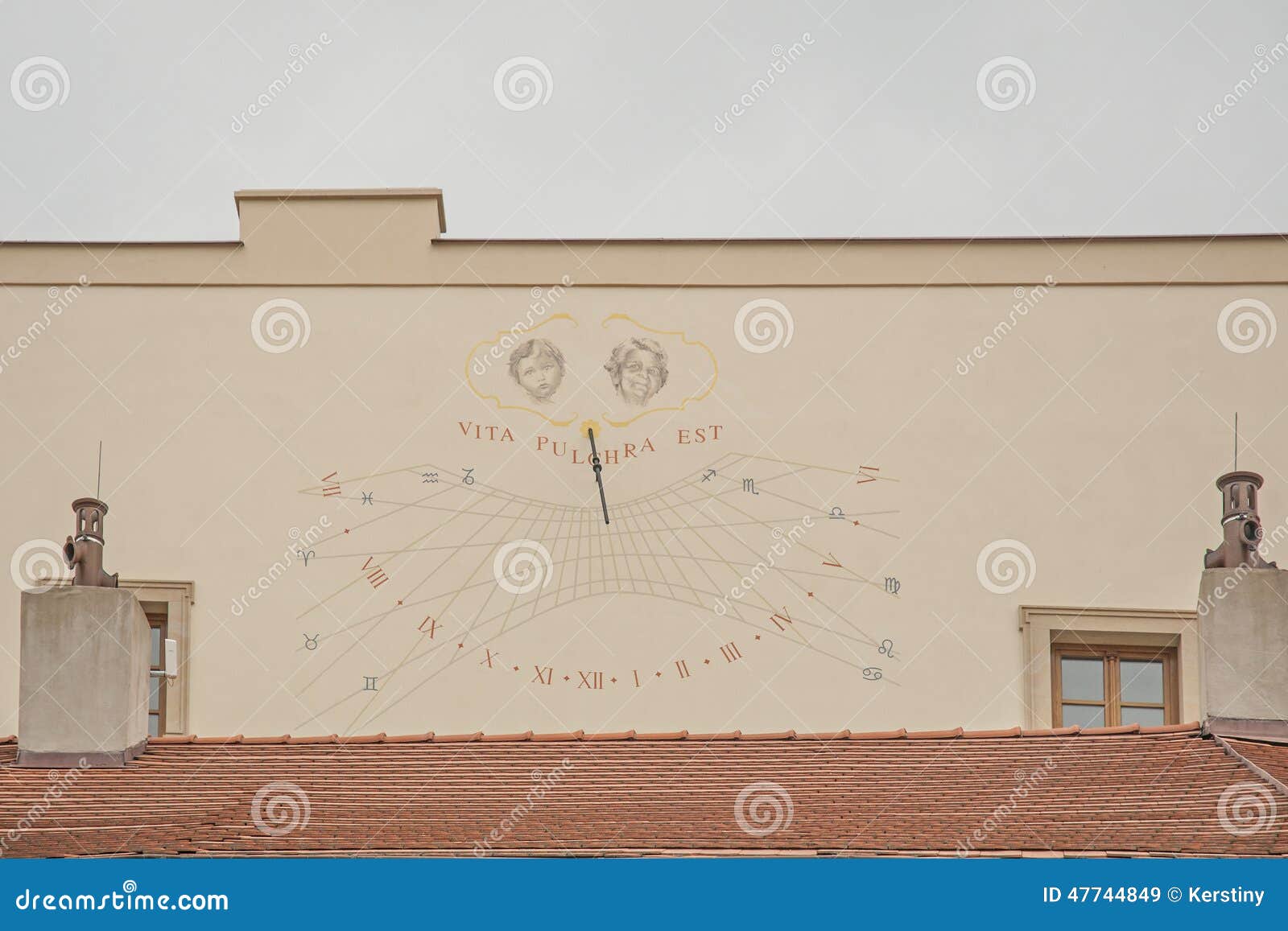 Sun-dial stock image. Image of clock, house, architecture - 47744849