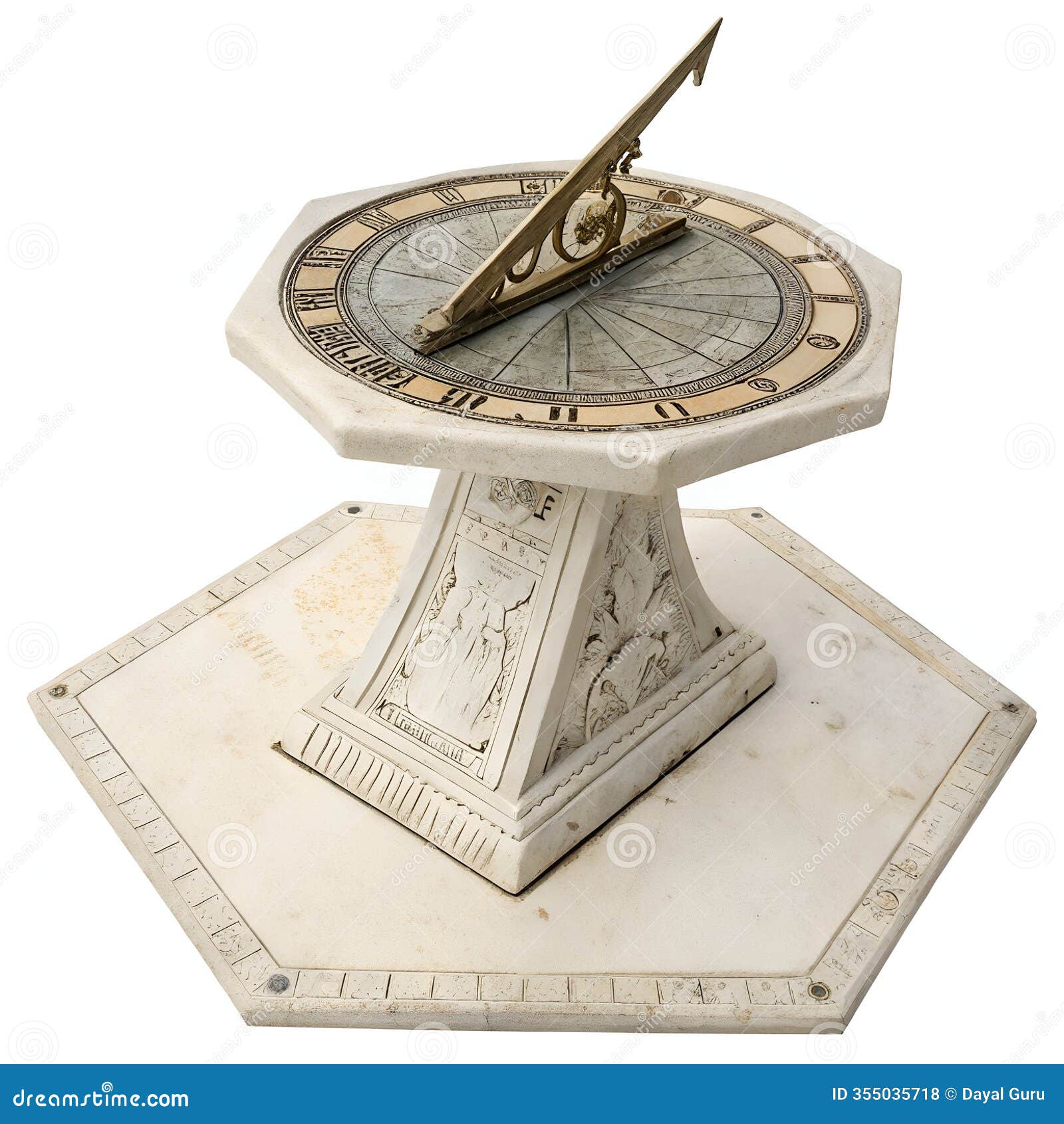 Sun Dial Isolated on White Background Stock Photo - Image of ...