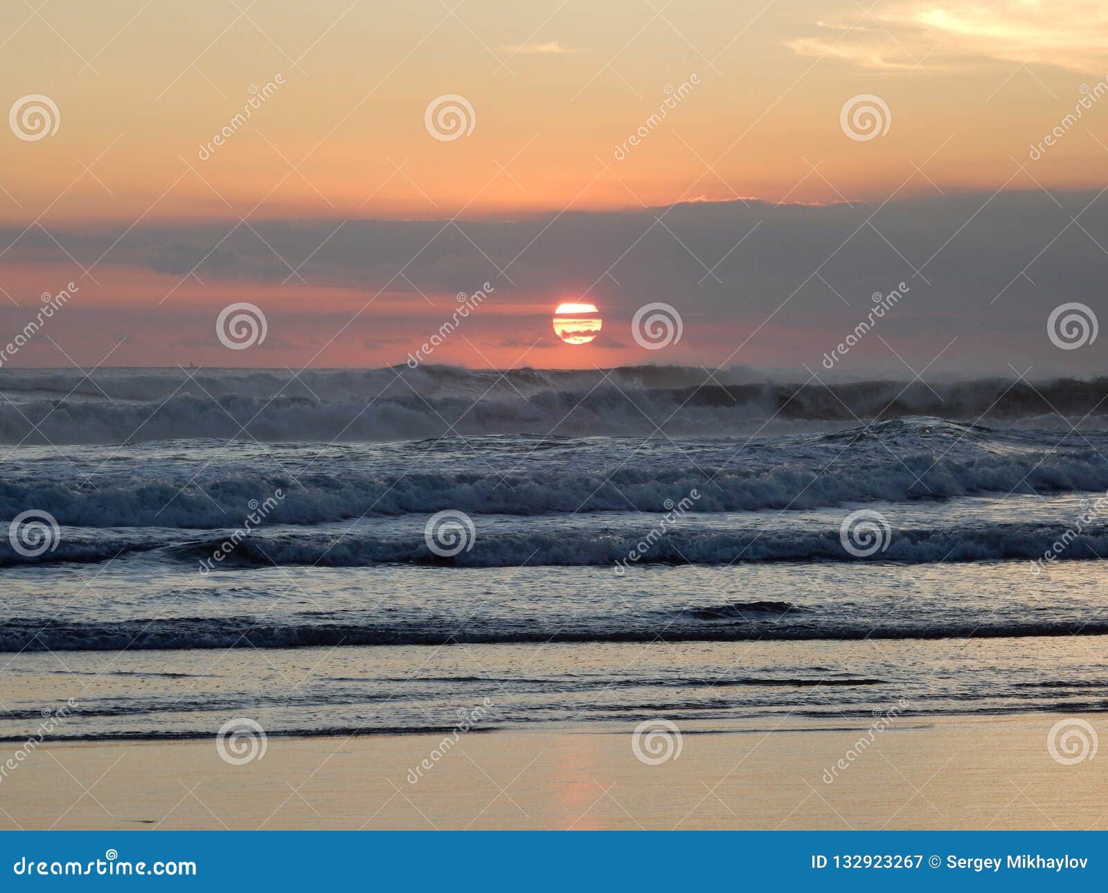 Raging Ocean, Azure Coast With A Golden Sandy Beach. Top View, Drone ...
