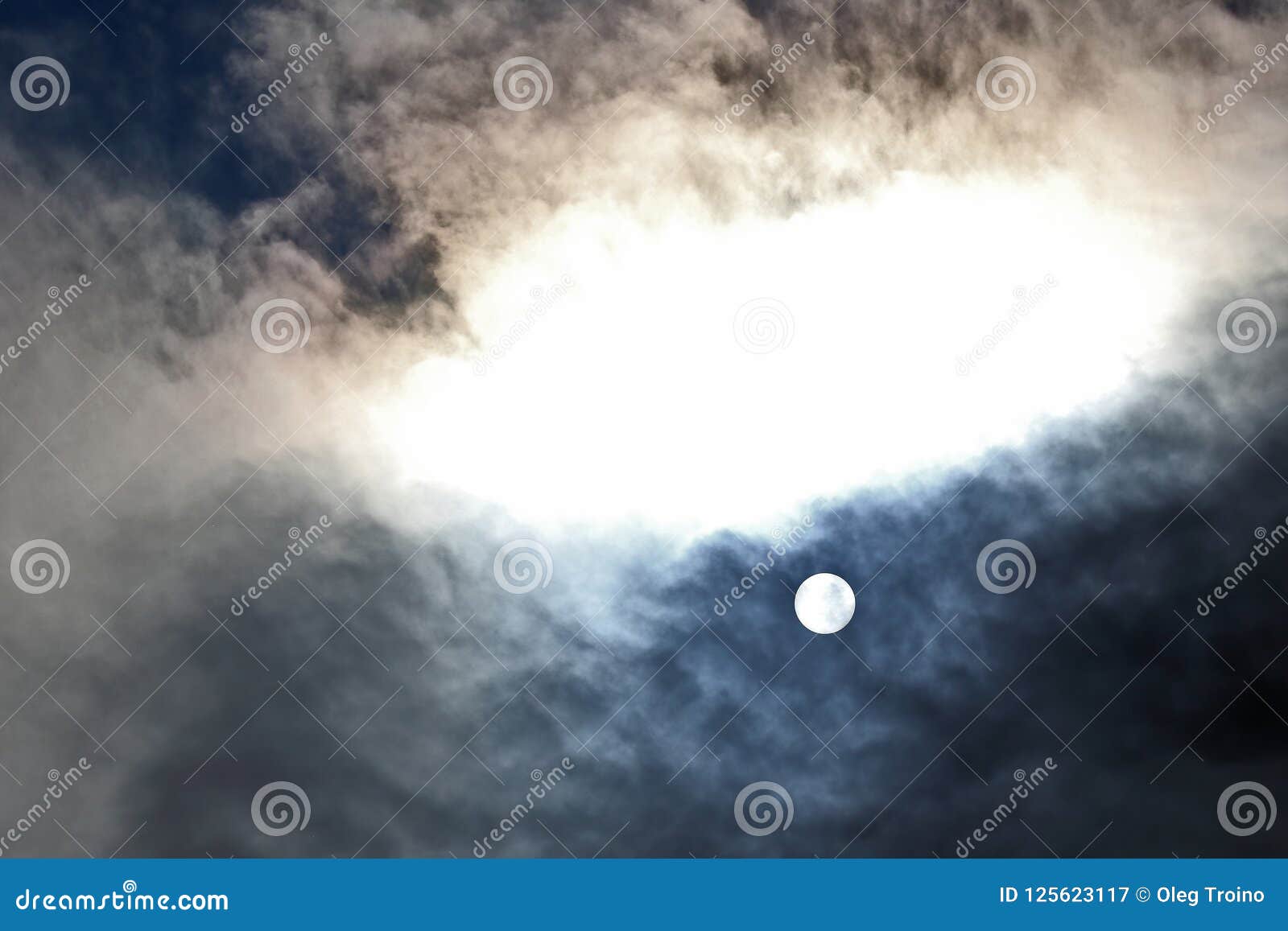 Sun Disk at Noon through the Clouds Stock Image - Image of sunlight ...