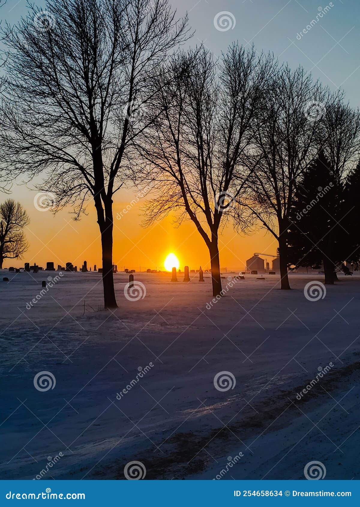Sun Dog over town stock photo. Image of dusk, plant - 254658634
