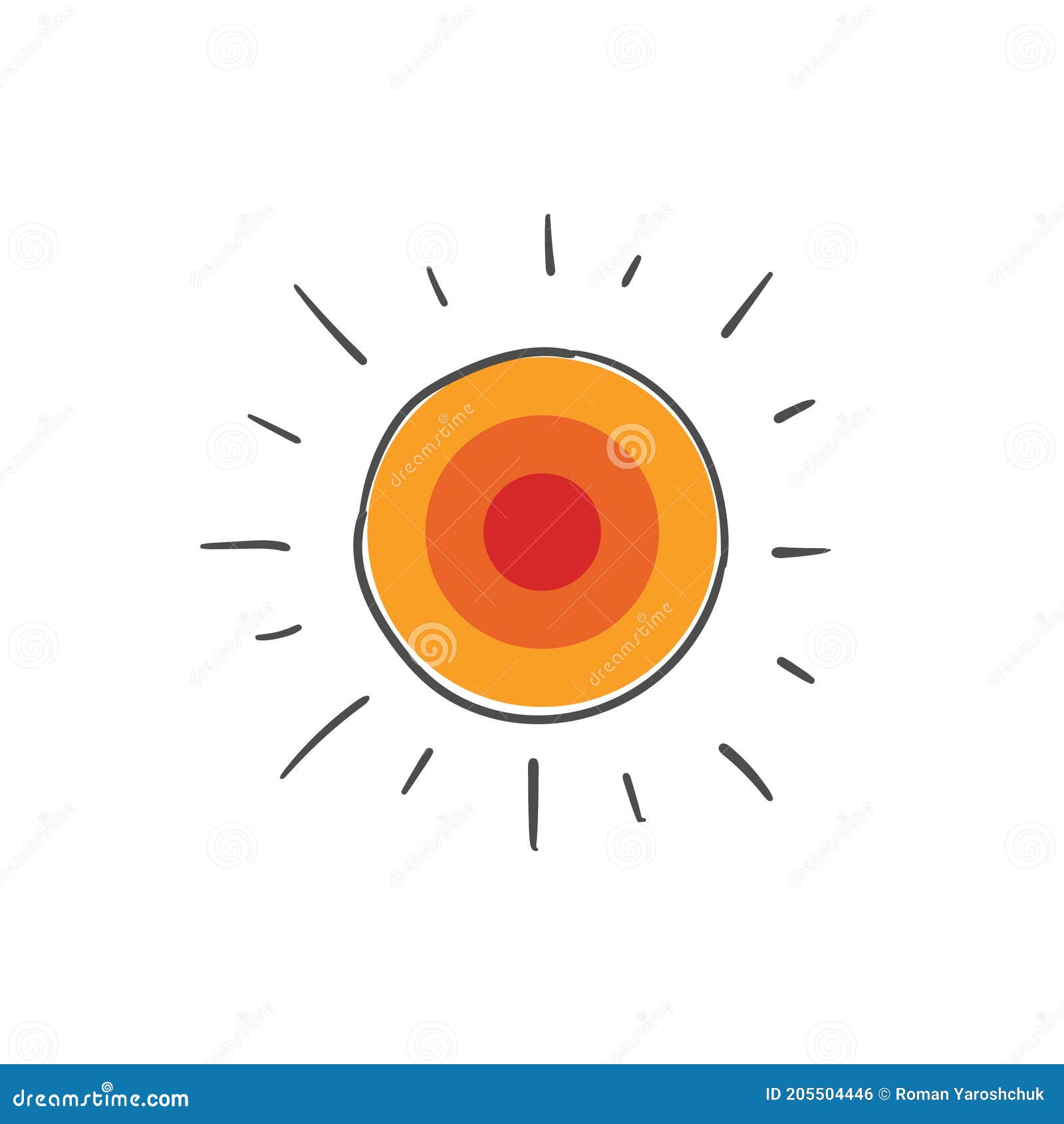 Sun Doodle. Drawn Sun on White Background. Trendy Style Stock Vector ...