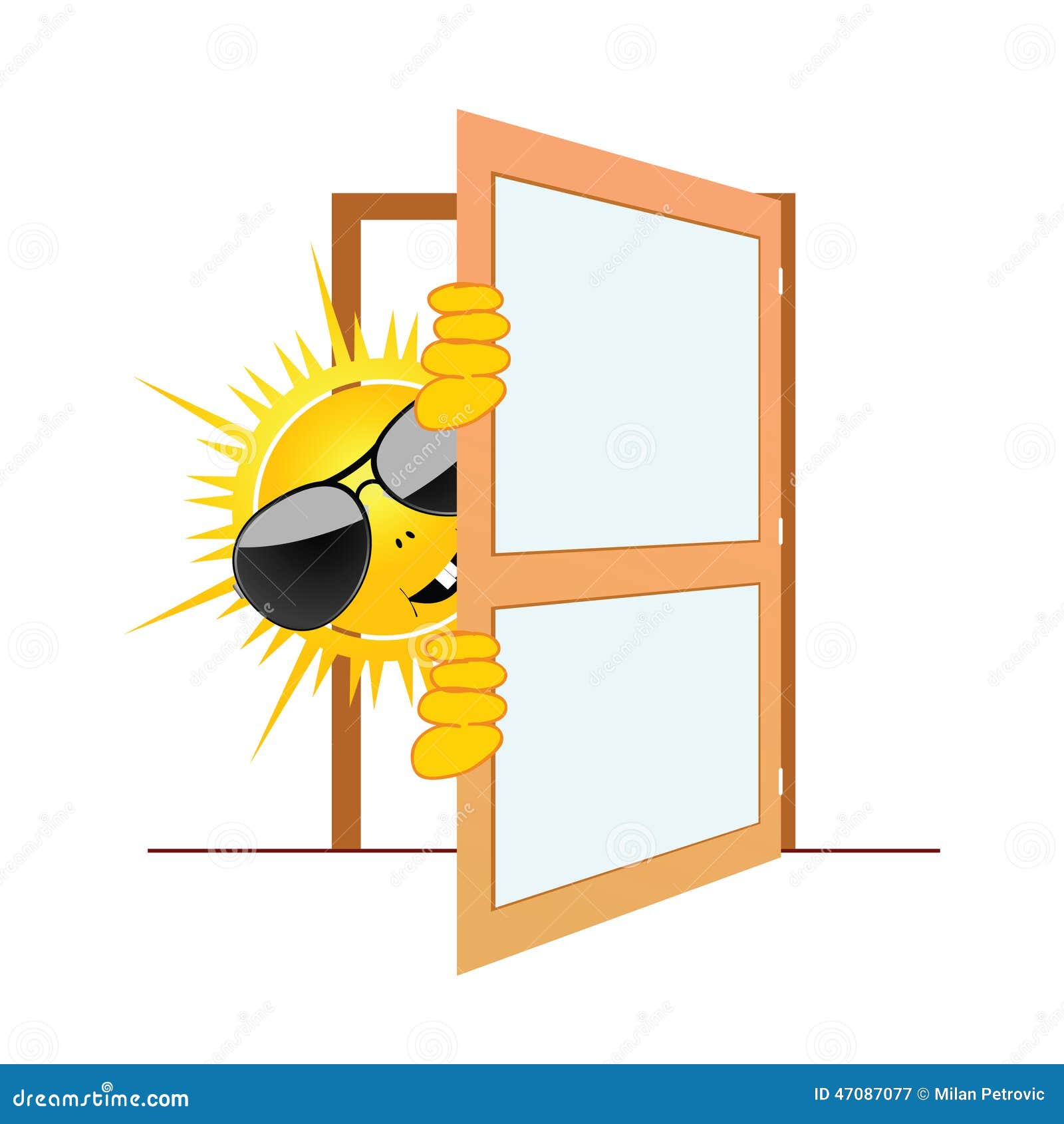 Sun and the Door Vector Illustration Stock Vector - Illustration of ...