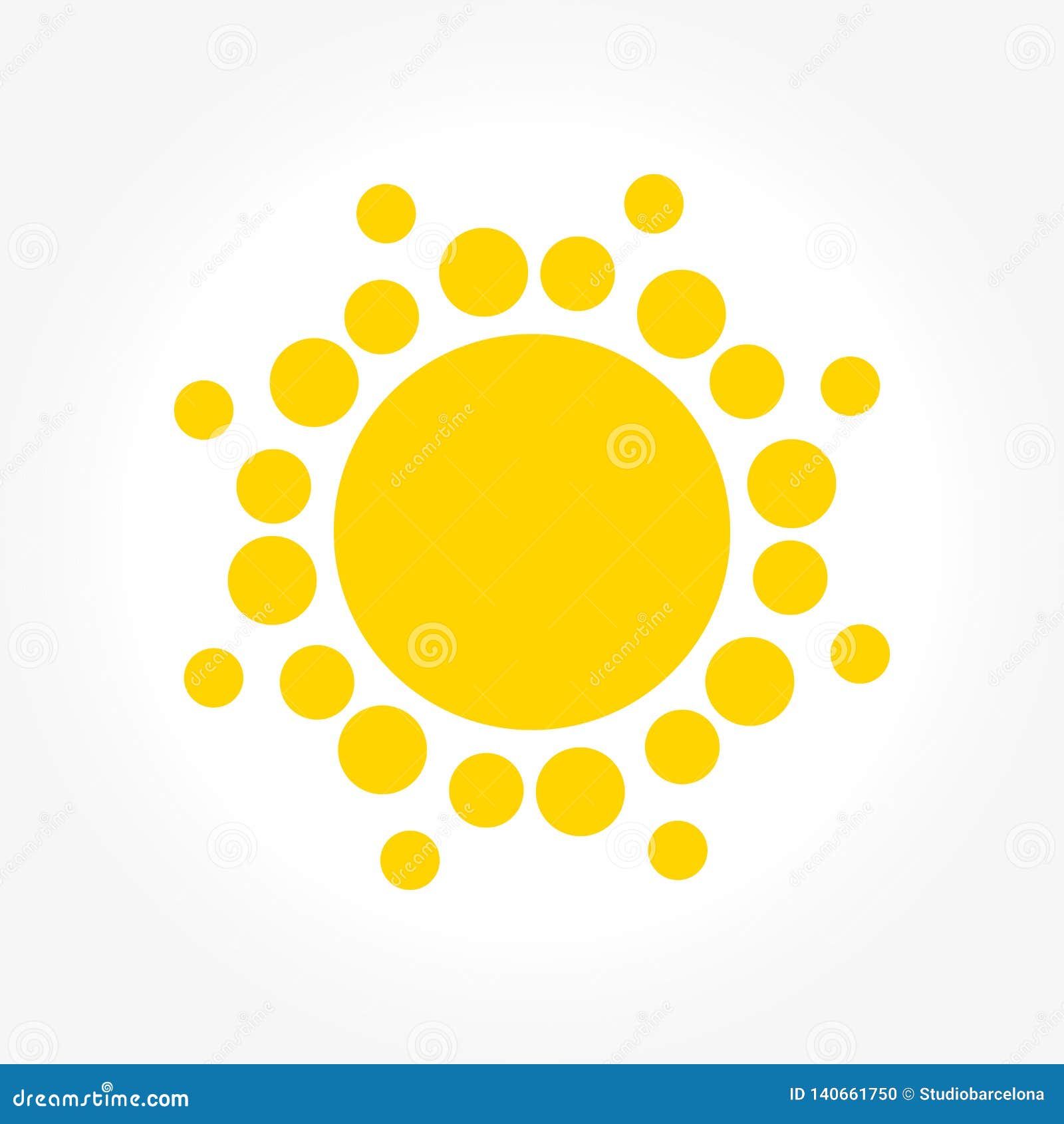 Sun dots icon stock vector. Illustration of symbol, sunbeam - 140661750