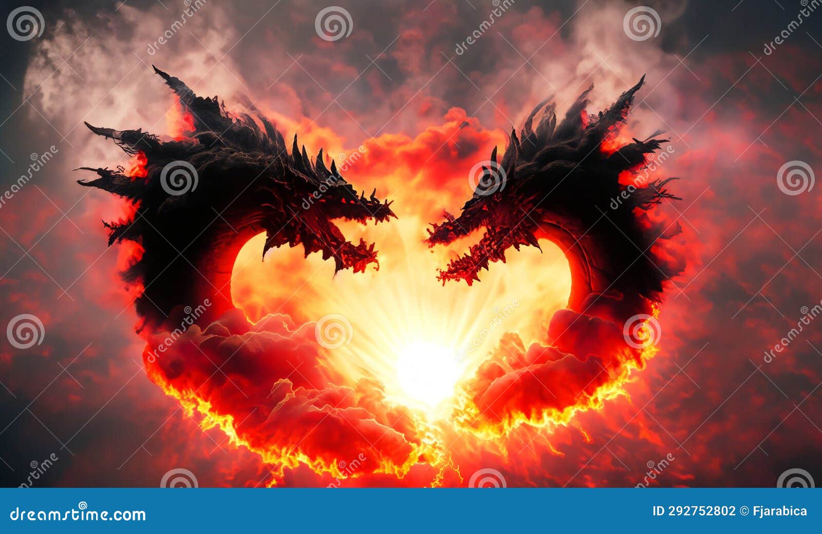 Two dragon stock illustration. Illustration of bonfire - 292752802