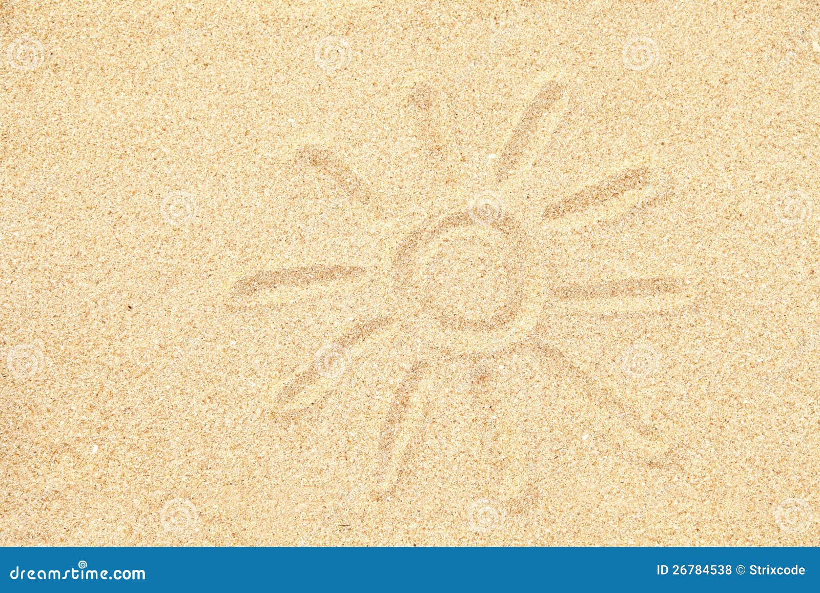 Sun drawing on sand stock photo. Image of sand, holiday - 26784538