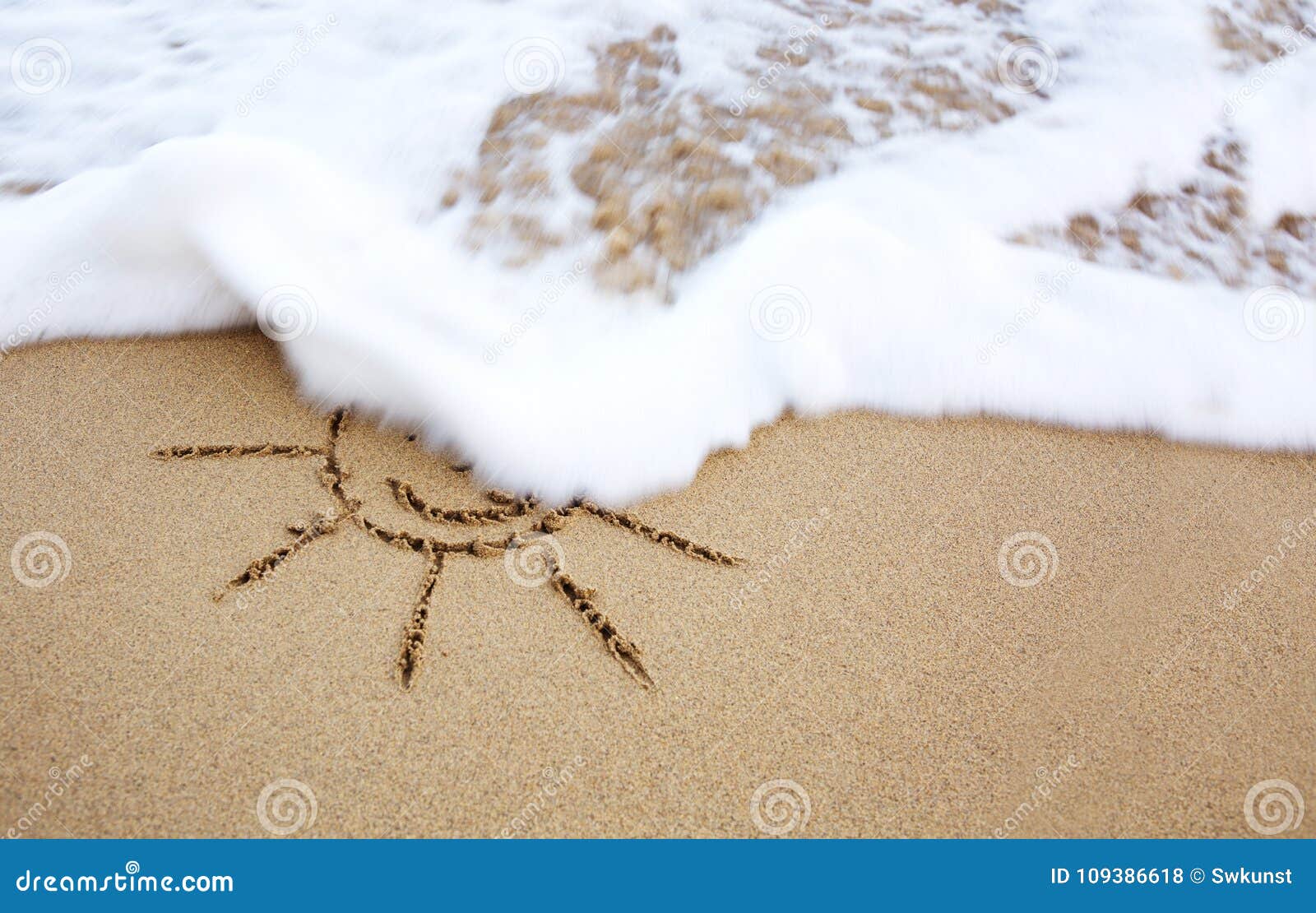 Sun Drawing in the Sand at the Caribbean Beach. Stock Photo - Image of ...