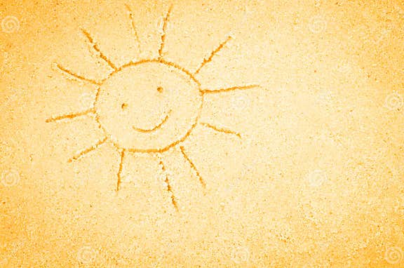 Sun drawing on sand stock image. Image of background - 57388807