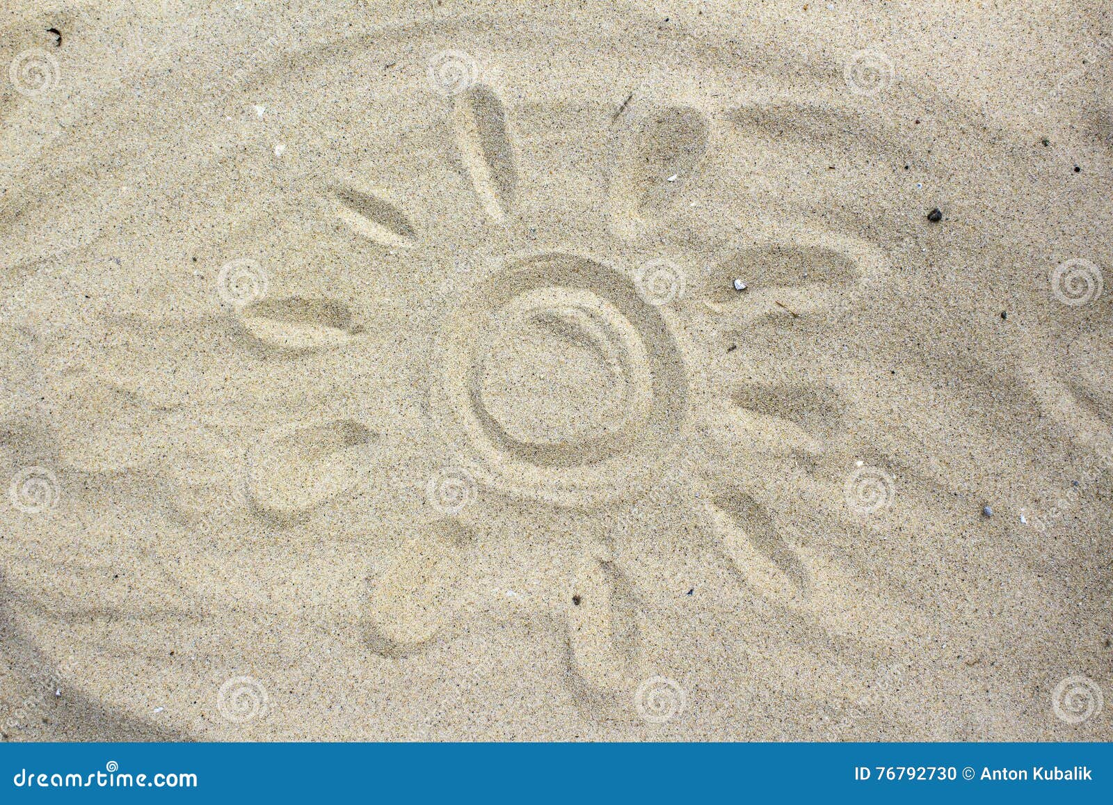 Sun drawing in the sand stock photo. Image of symbol - 76792730