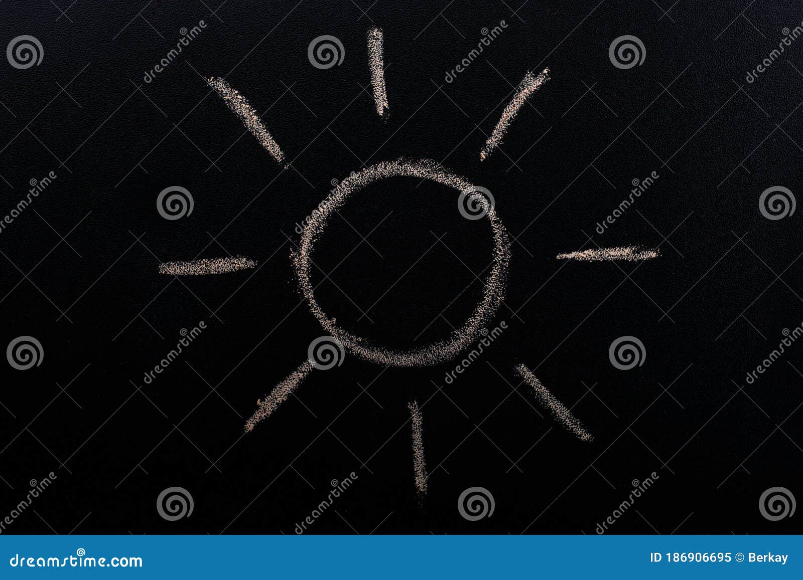 Sun Drawn with Chalk Shape on Blackboard Stock Image - Image of board ...