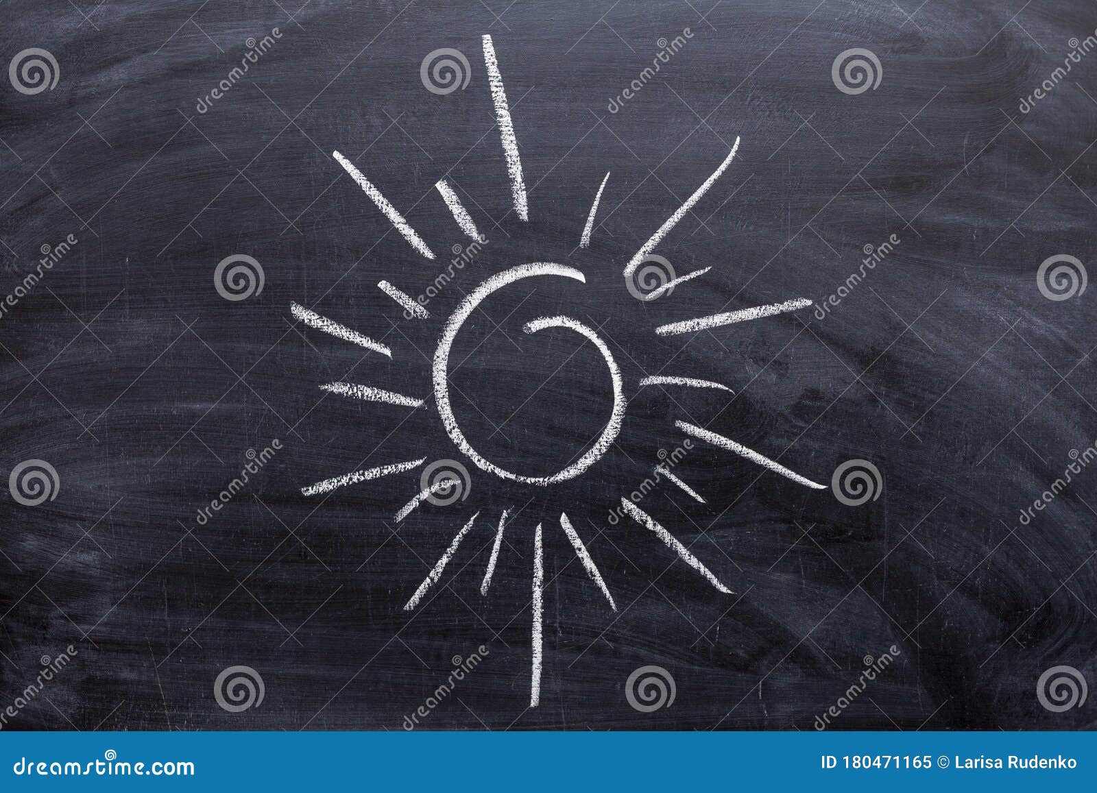 The Sun Drawn in White Chalk on the Blackboard Stock Image - Image of ...