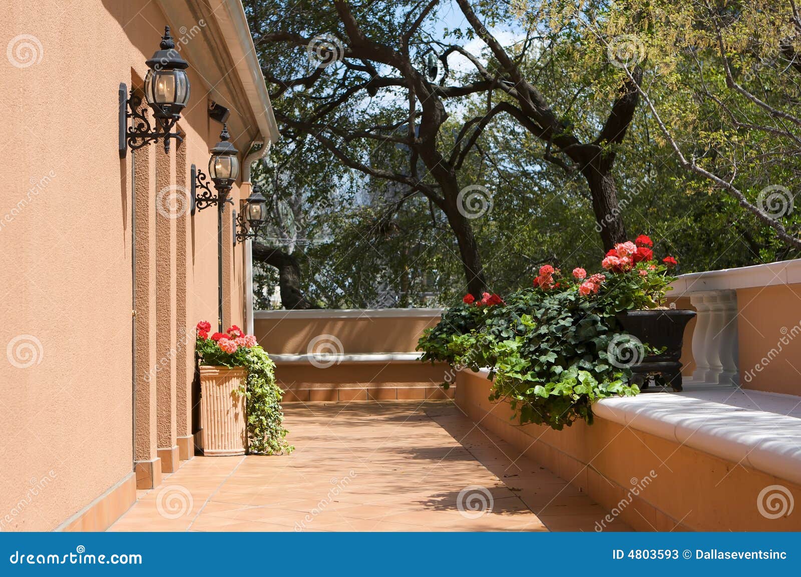 Sun Drenched European Veranda Stock Image - Image of pool, porch: 4803593