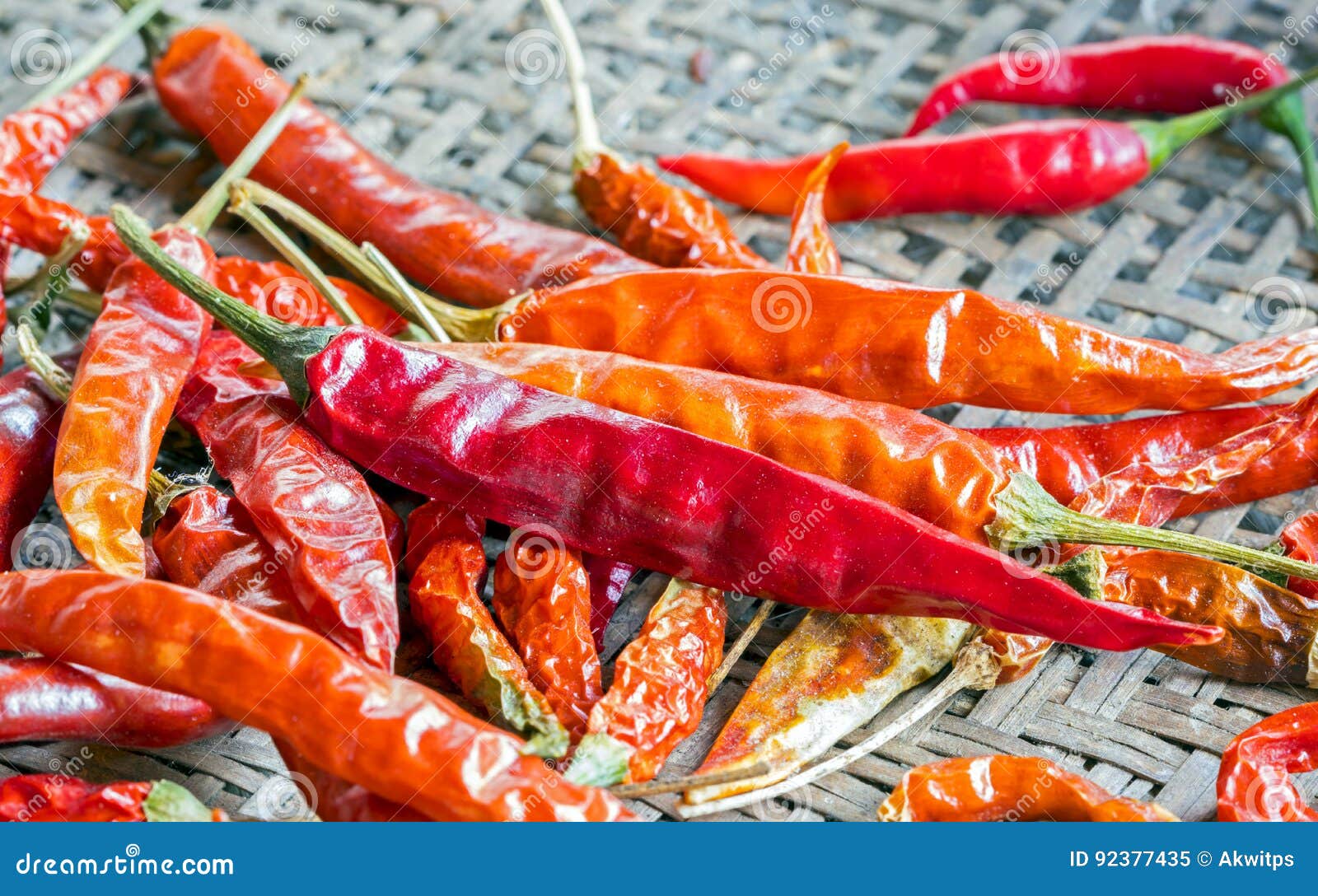 Sun-dried Chilli on Brown Bamboo Plate Stock Image - Image of spicy ...