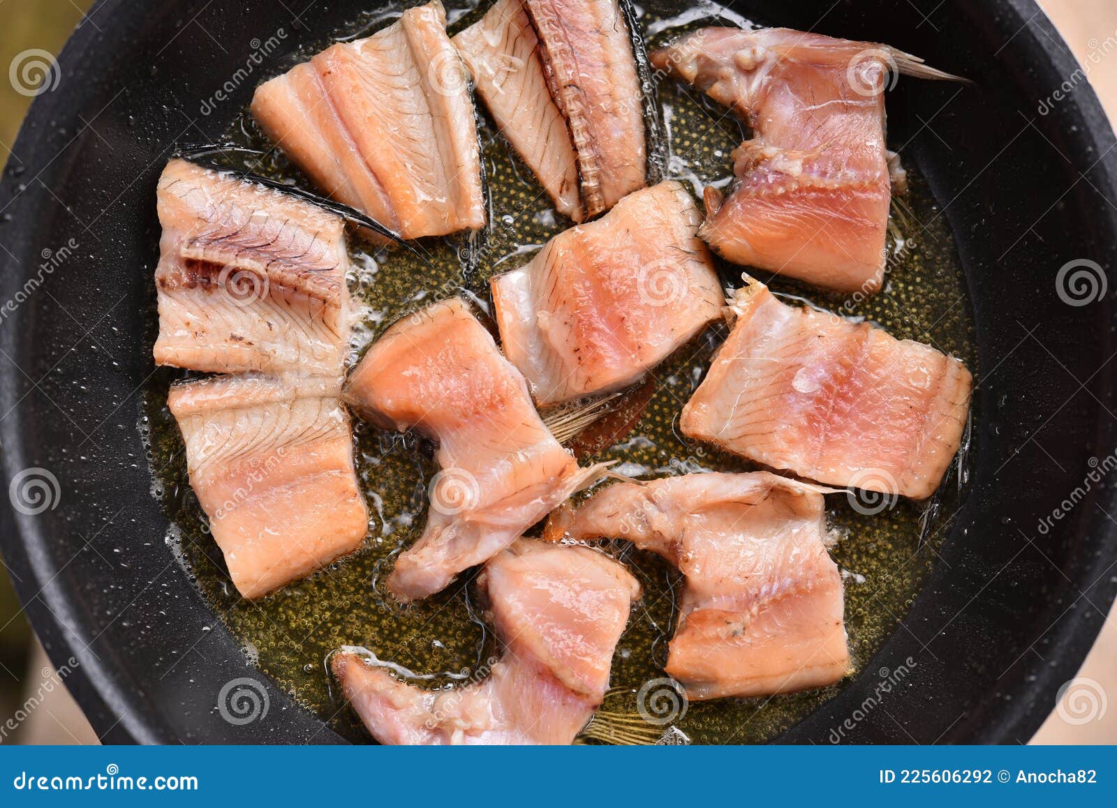 Sun-dried Snakehead Fish Fried in a Pan with Vegetable Oil Stock Photo ...