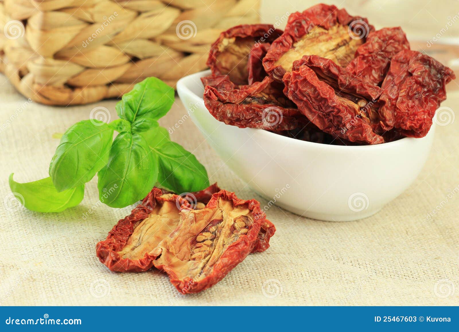 Sun dried tomatoes stock image. Image of leaf, organic - 25467603