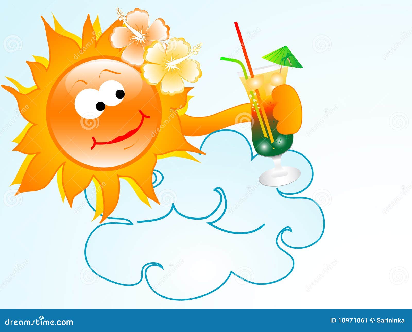 Sun with drink stock vector. Illustration of drink, hibiscus - 10971061