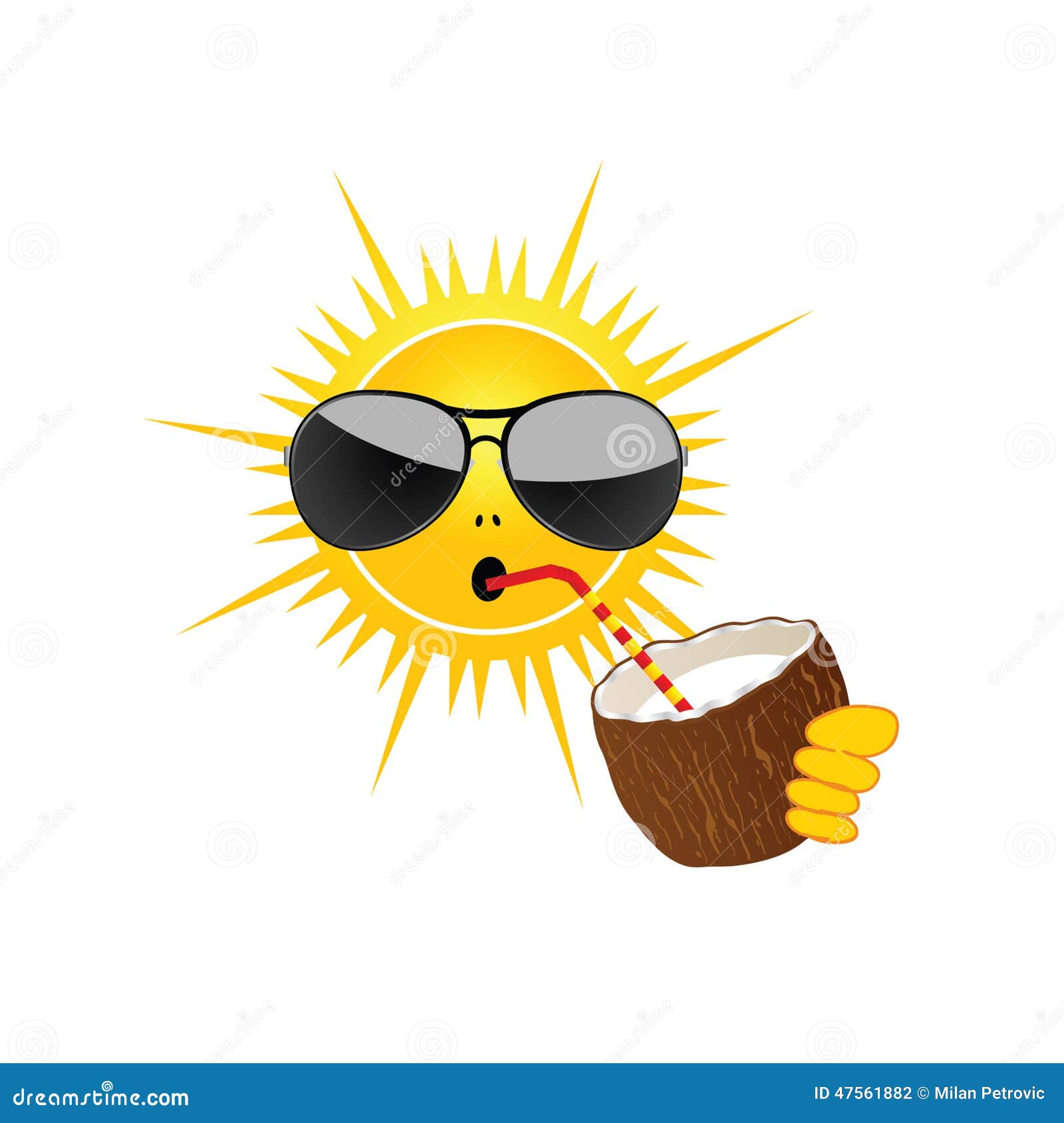 Sun Drink Coconut Milk Illustration Stock Vector - Illustration of food ...