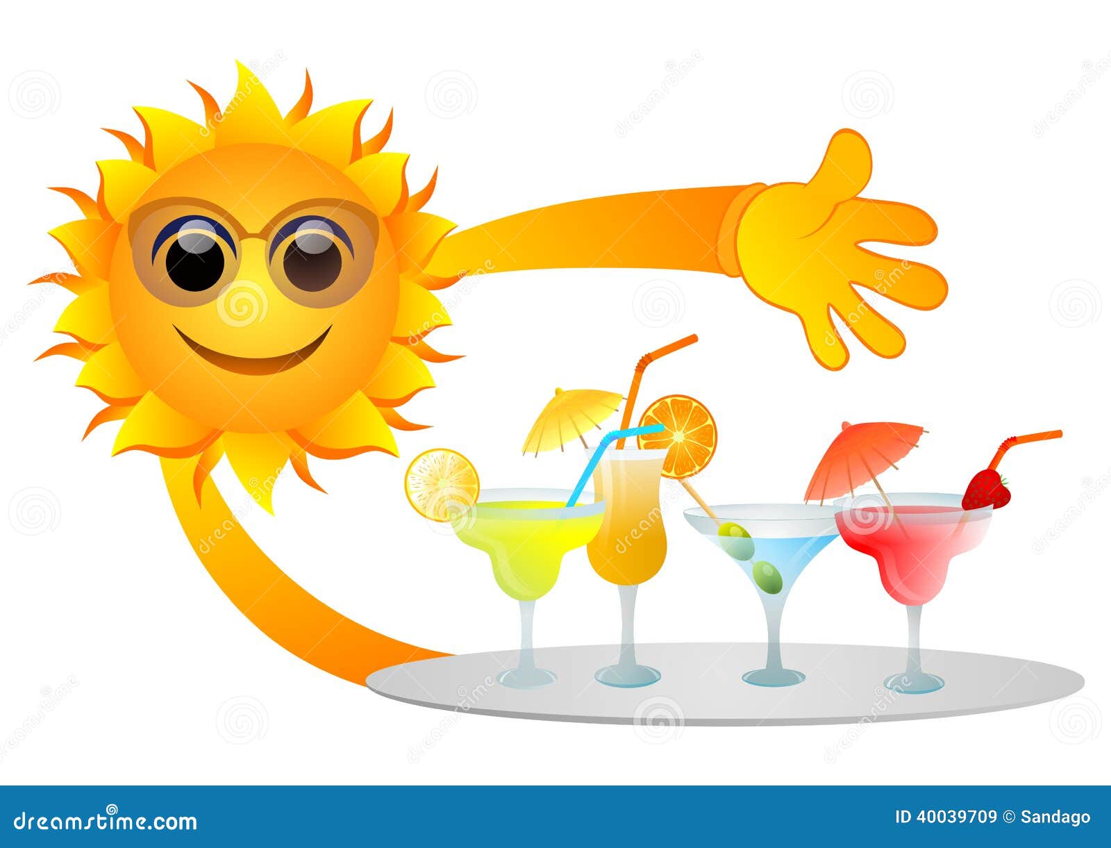 Sun and drinks stock vector. Illustration of design, drink - 40039709