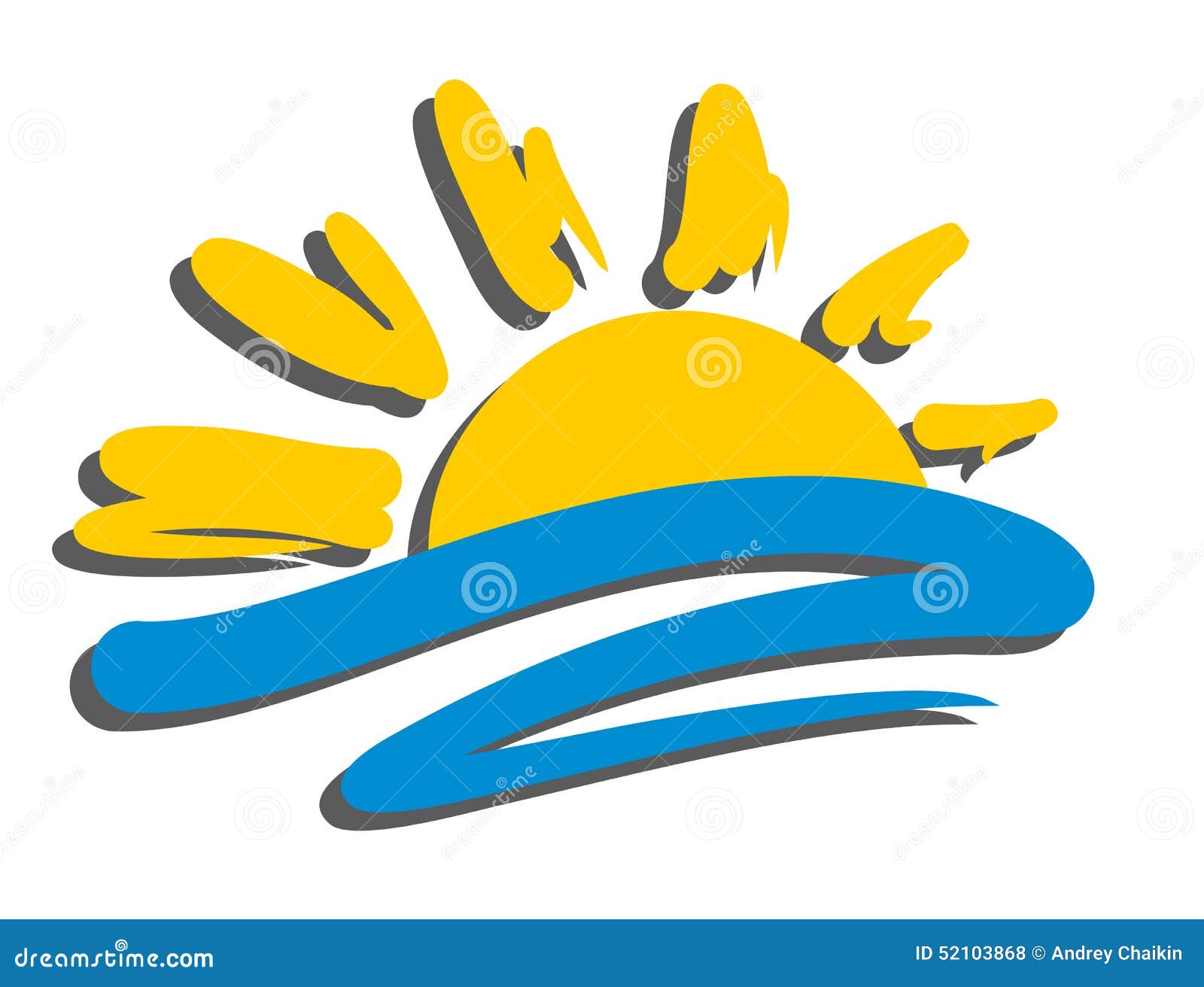 Sun e logo del mare illustrazione vettoriale. Illustrazione di simbolo ...