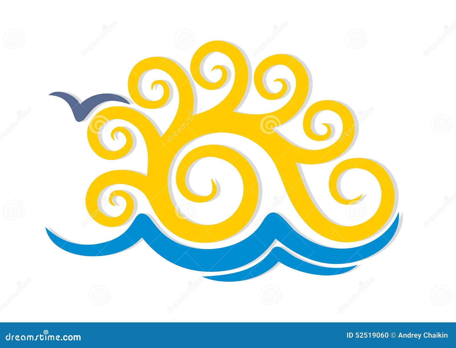 Sun e logotipo do mar ilustração do vetor. Ilustração de sinal - 52519060