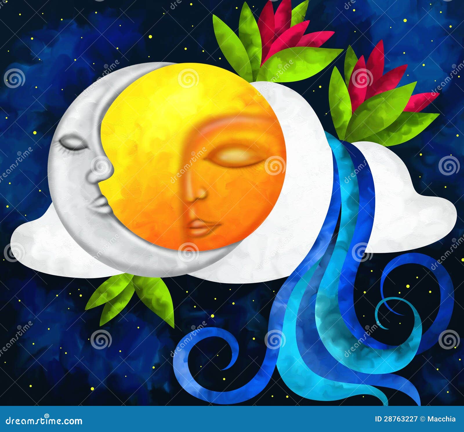 Sun e luna illustrazione di stock. Illustrazione di mondo - 28763227